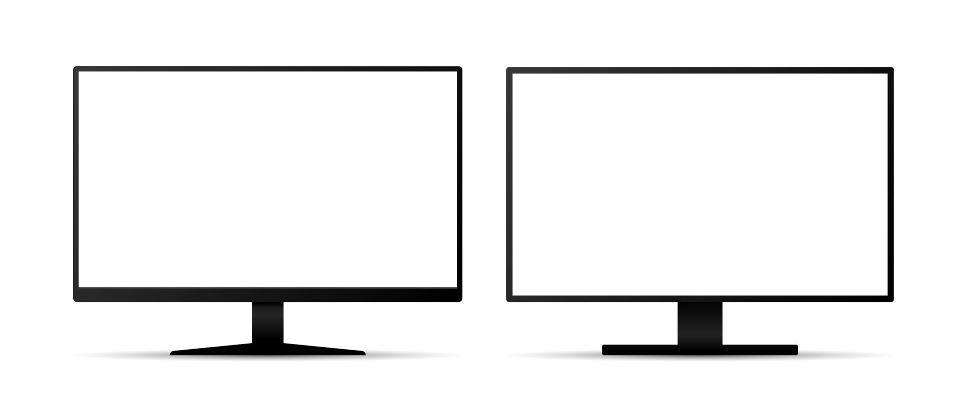 set of front view screen computer monitor mockup with blank white ...