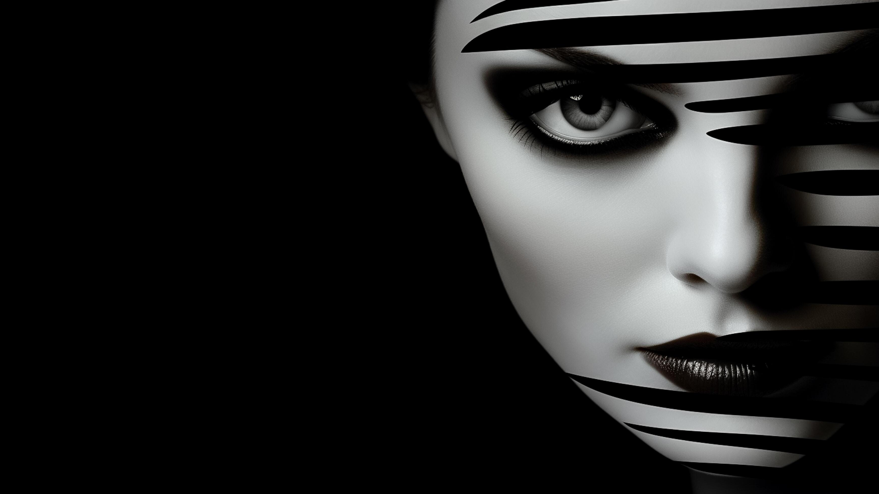 Ai Generated Close Up Portrait Beautiful Woman With Abstract Geometric