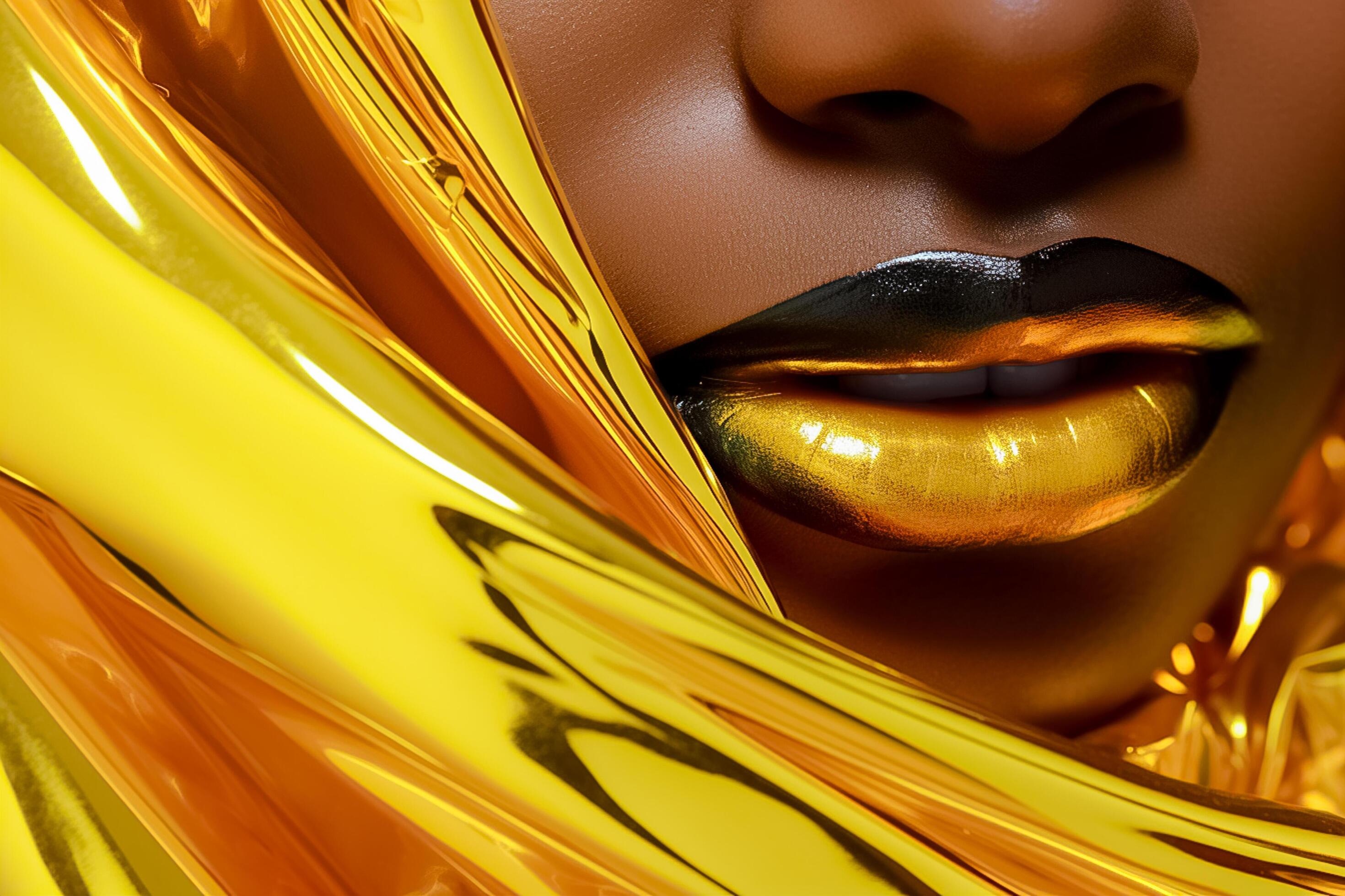 Ai Generated Close Up Portrait Beautiful Woman With Abstract Yellow
