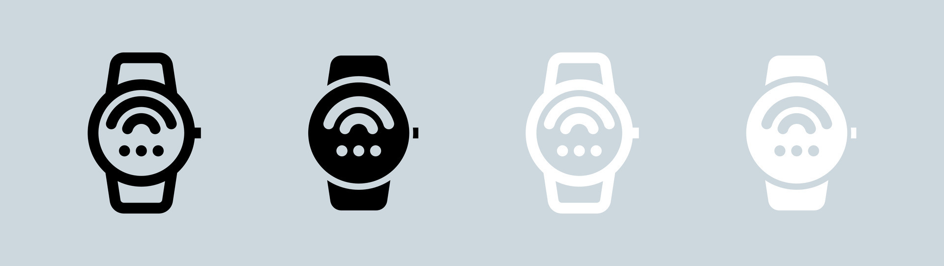 Connect Smartwatch Icon Set In Black And White Smart Device Signs