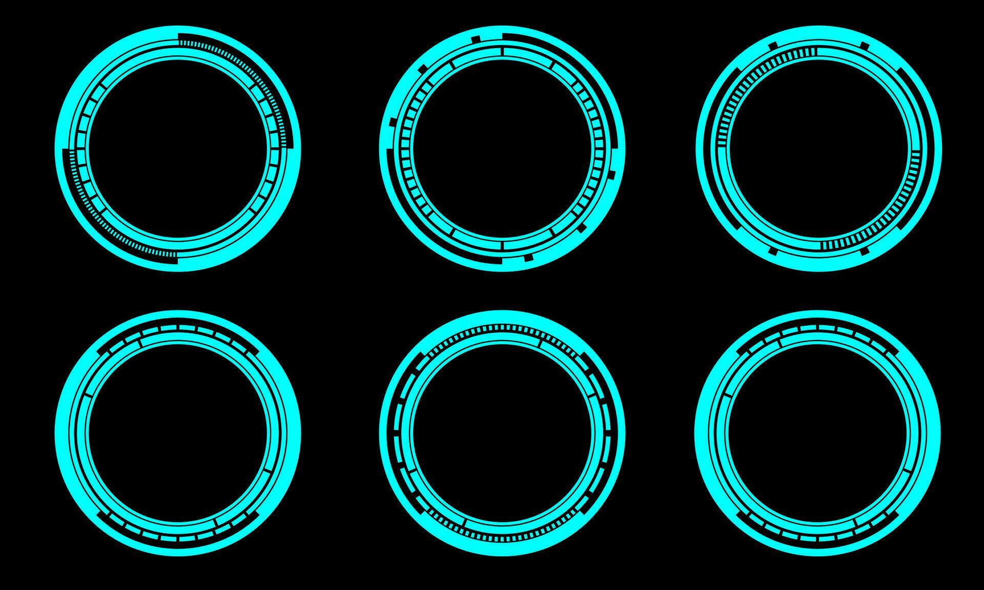 Set of sci fi blue circle user interface elements technology futuristic ...