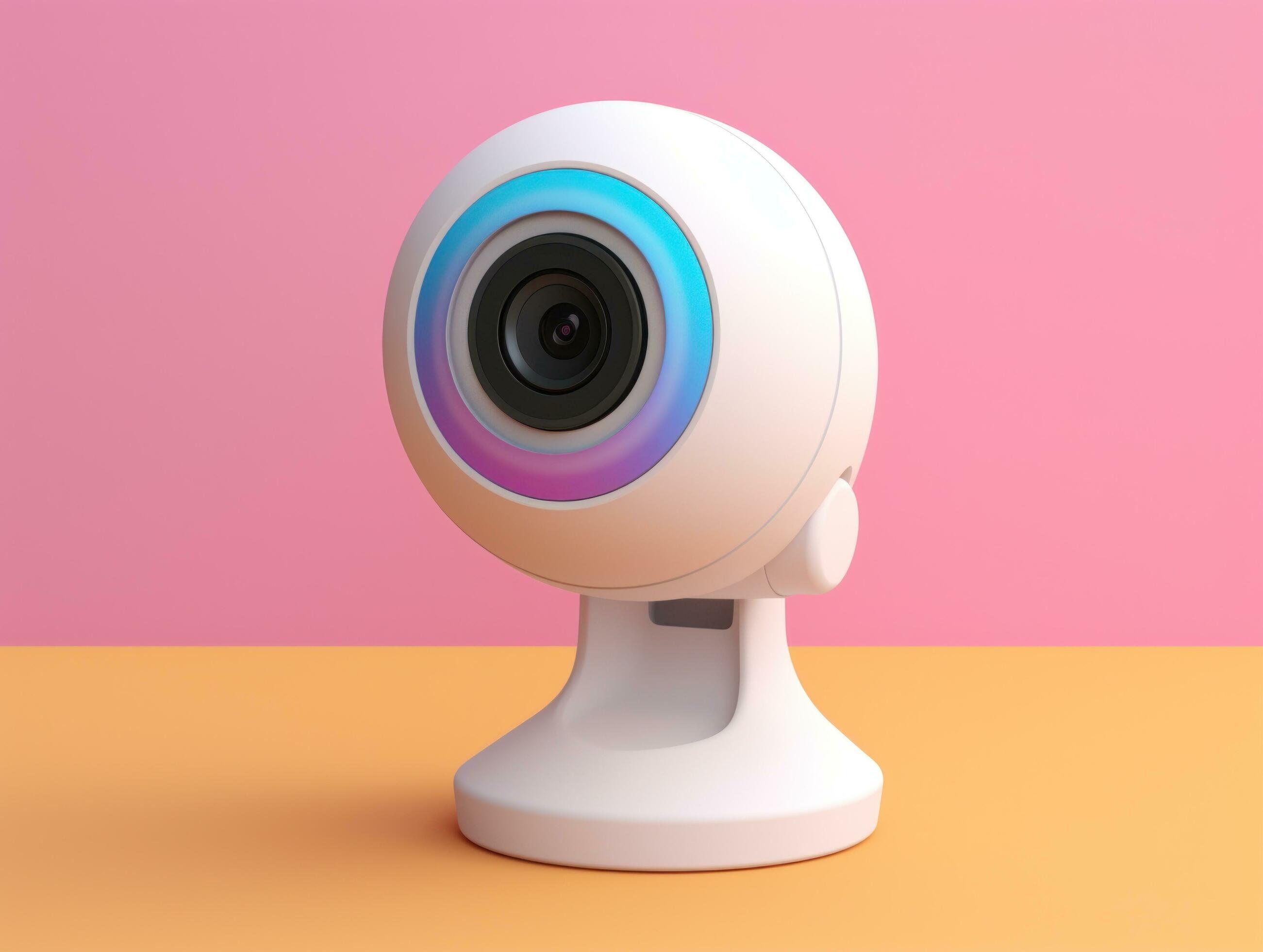AI generated a white remote security camera is sitting in a rainbow ...