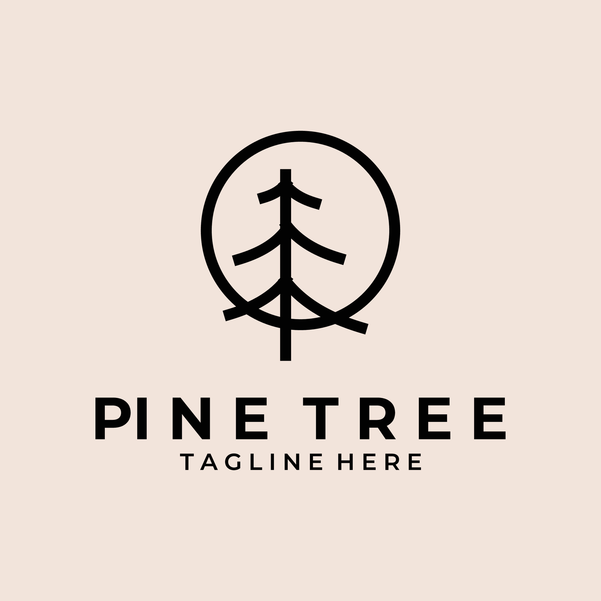pine tree line art logo vector simple illustration template icon ...