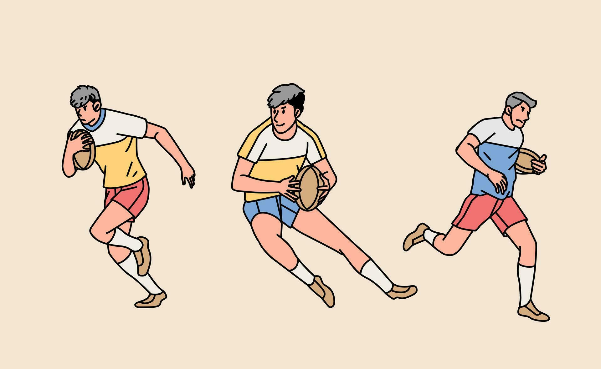 Rugby character players in action set line style illustration 35767172 ... Rugby character players in action set line style illustration 35767172 ...