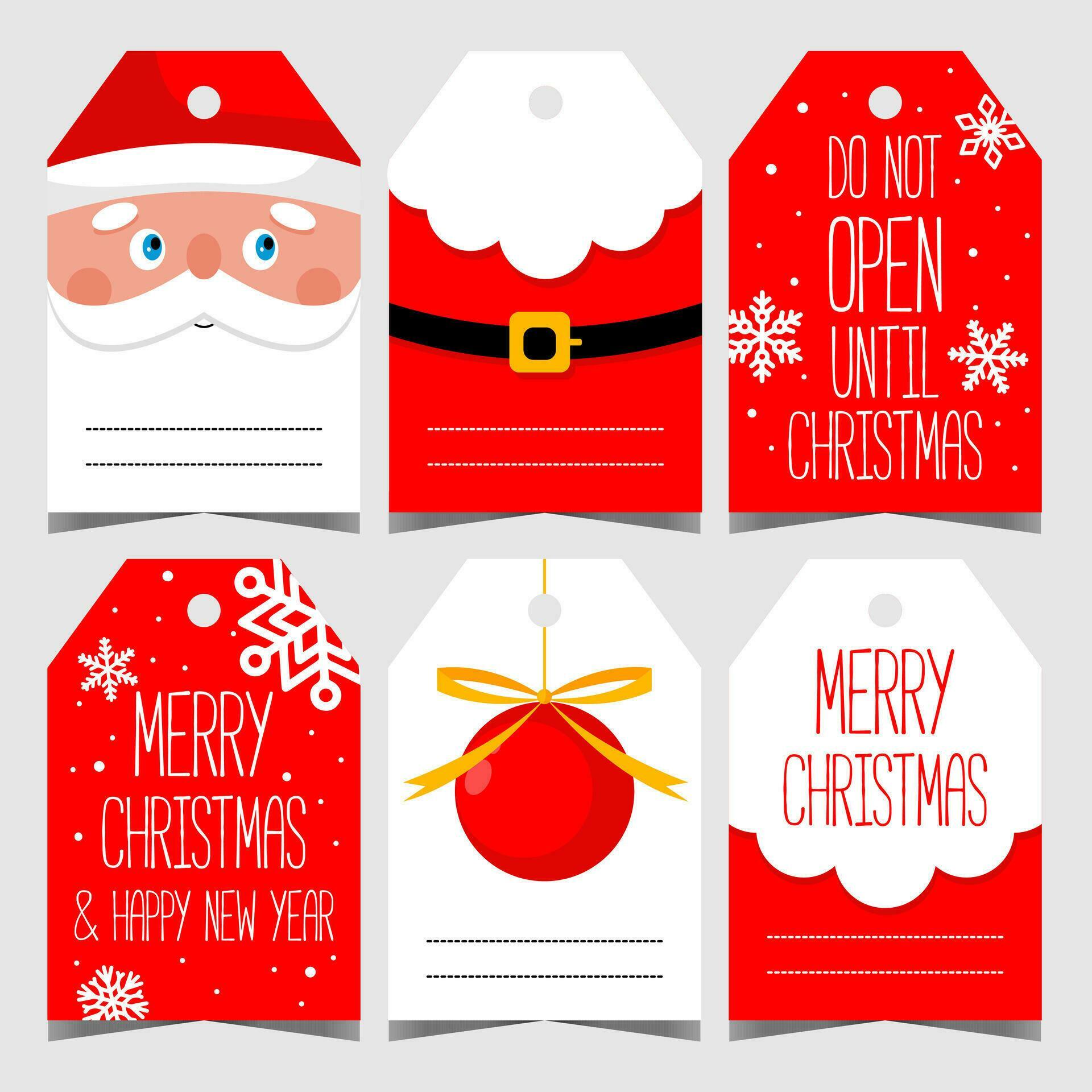 Christmas label or tag for gift with decorative elements as Santa Claus ...
