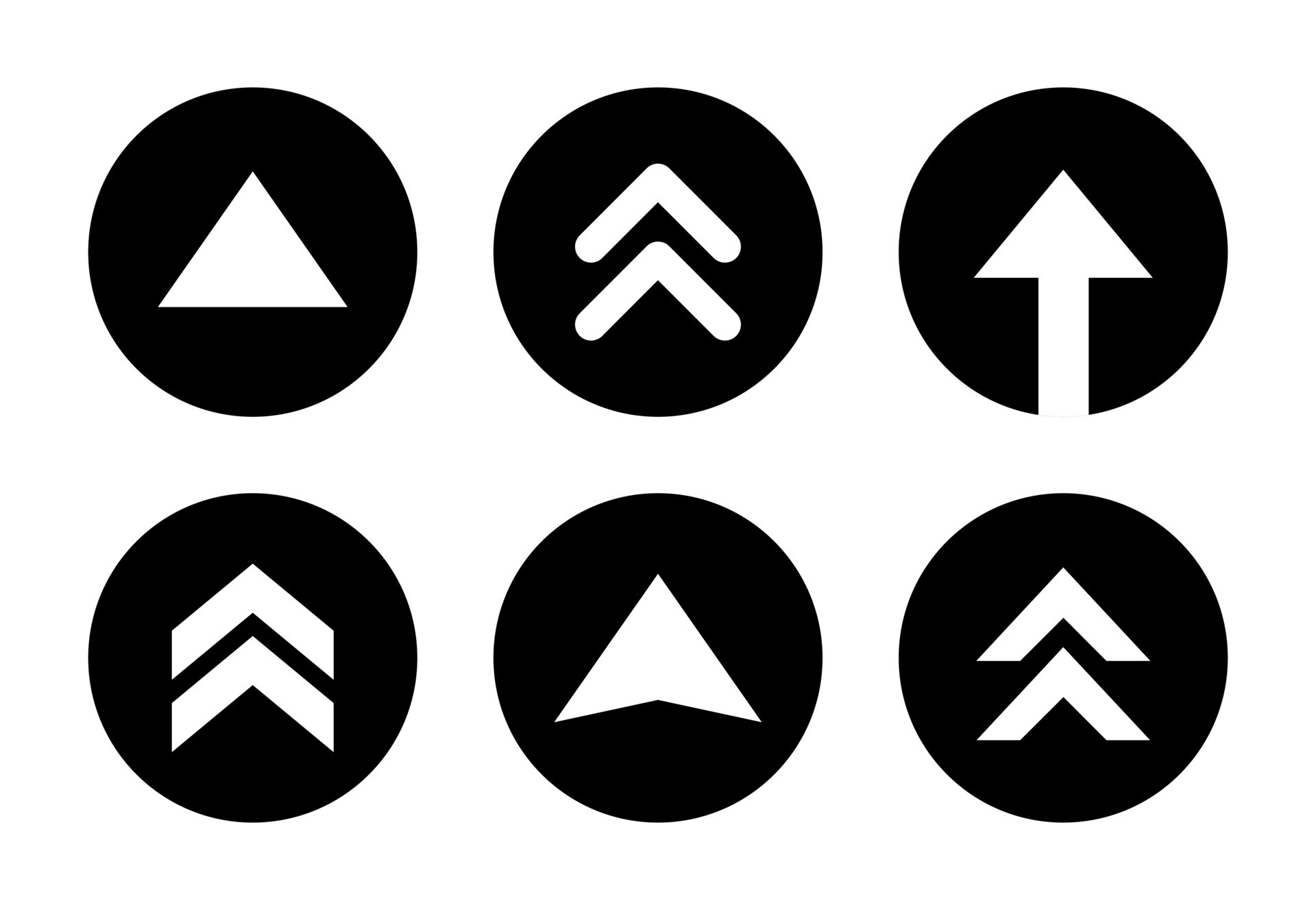 Swipe up arrow button icon on black circle. Scroll button vector ...