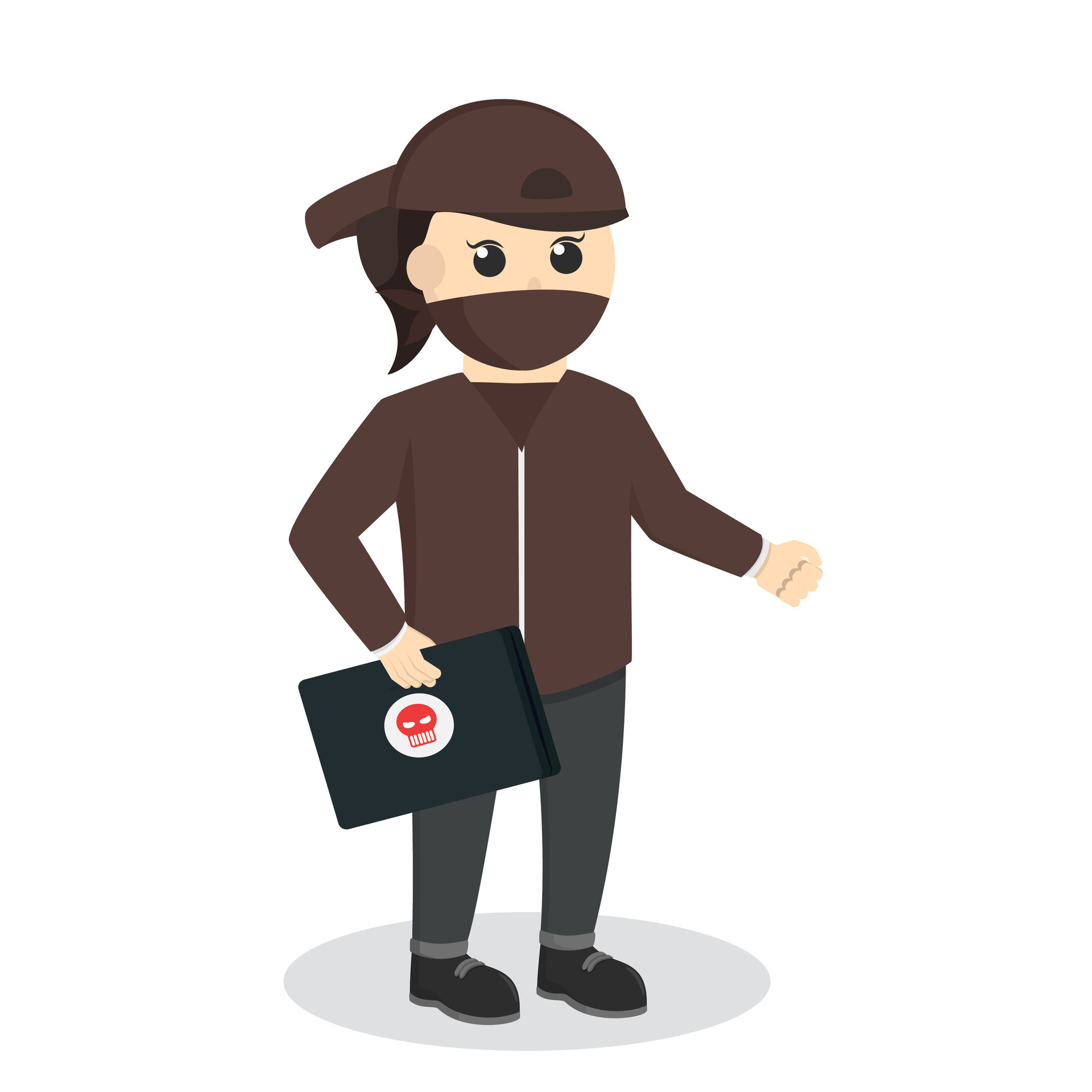 Hacker woman standing design character on white backgroundHacker woman ...