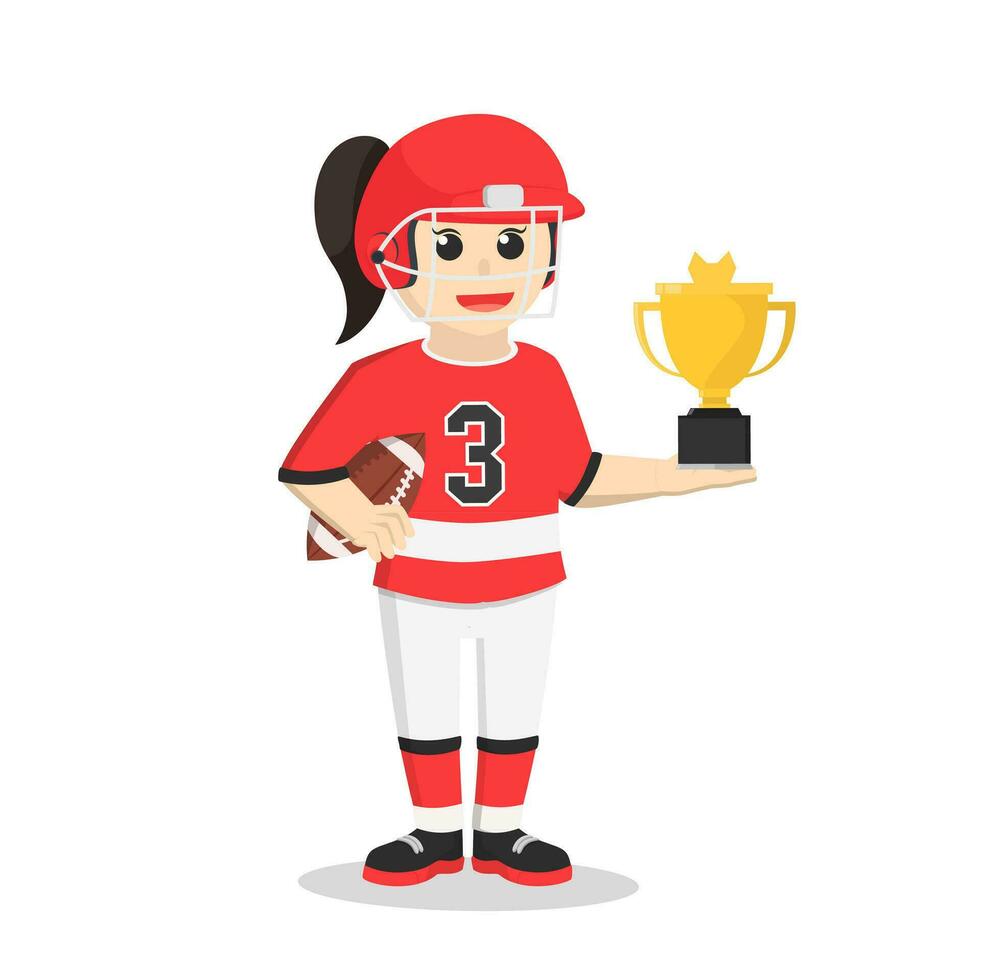 American Football Girl Got Trophy Design Character On White Background 35771238 Vector Art At