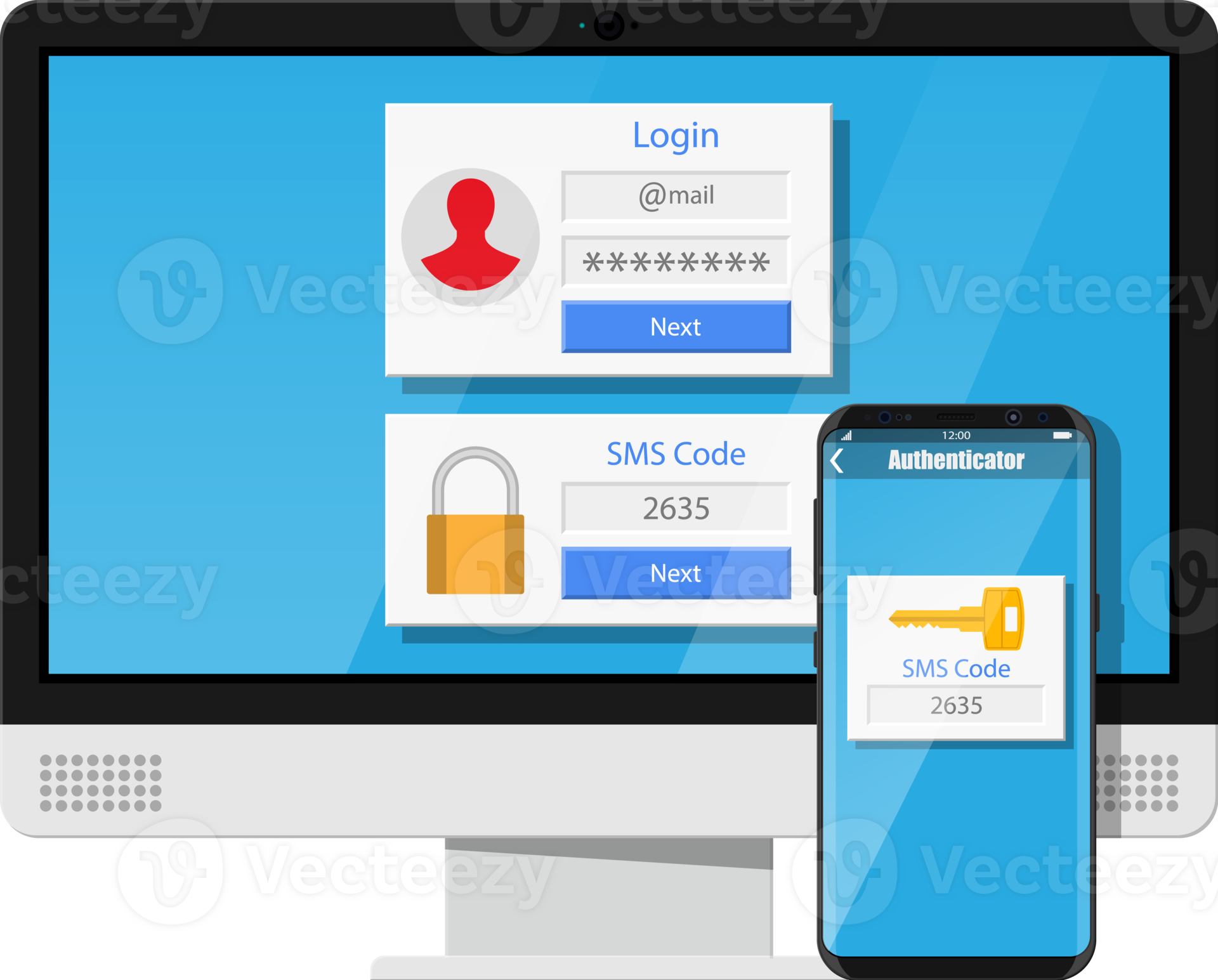 Two steps authentication concept 35774395 PNG Two steps authentication concept 35774395 PNG