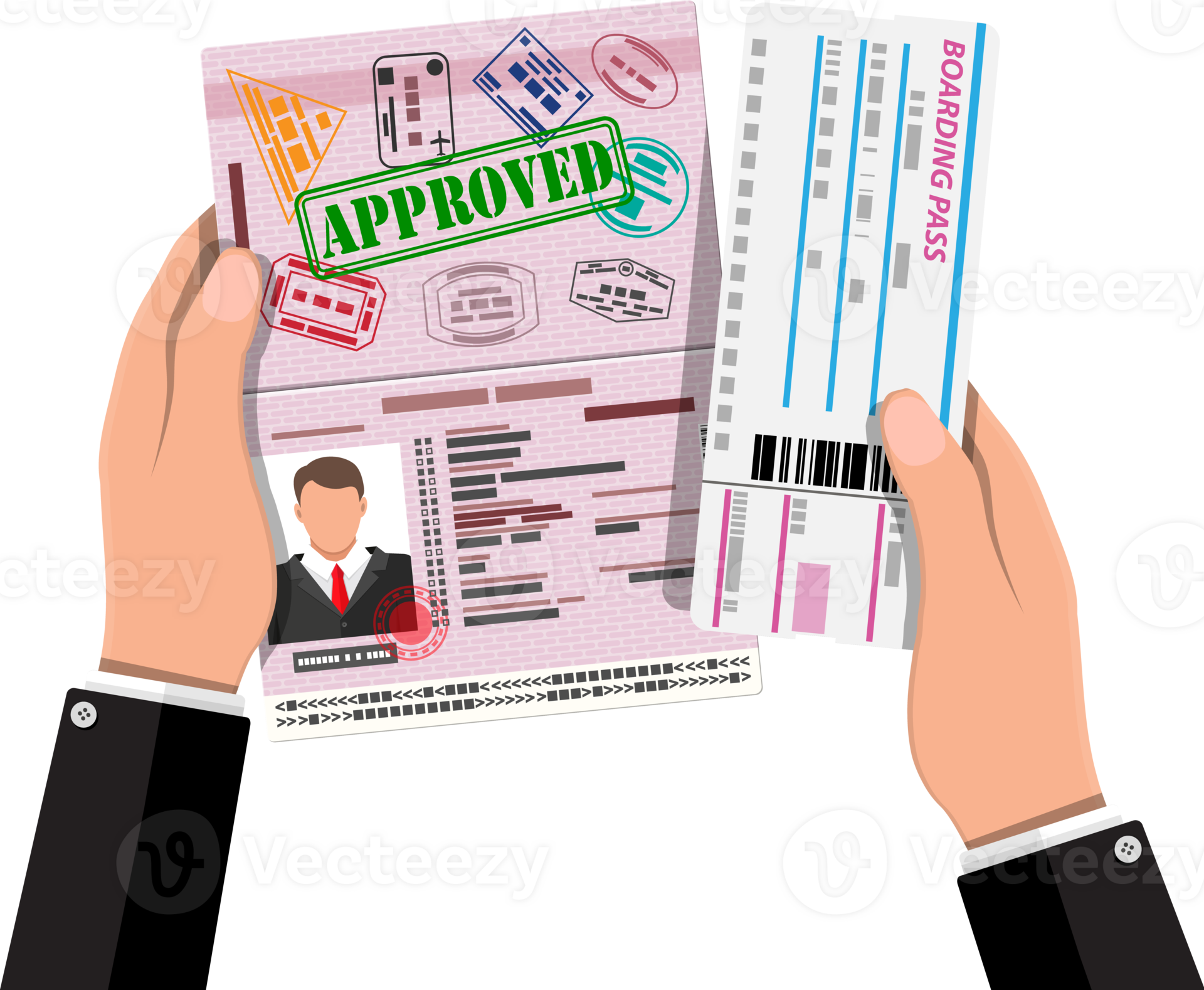 Passport And Boarding Pass Ticket 35774400 Png