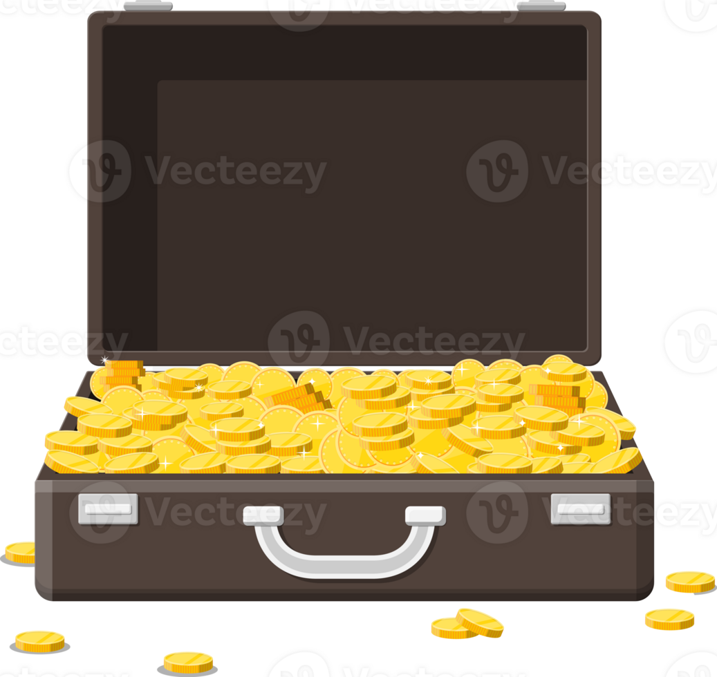 Open leather suitcase full of money 35774688 PNG