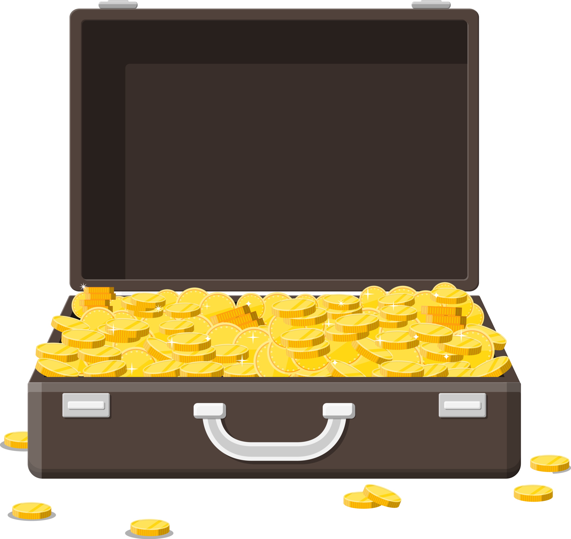 Open leather suitcase full of money 35774688 PNG