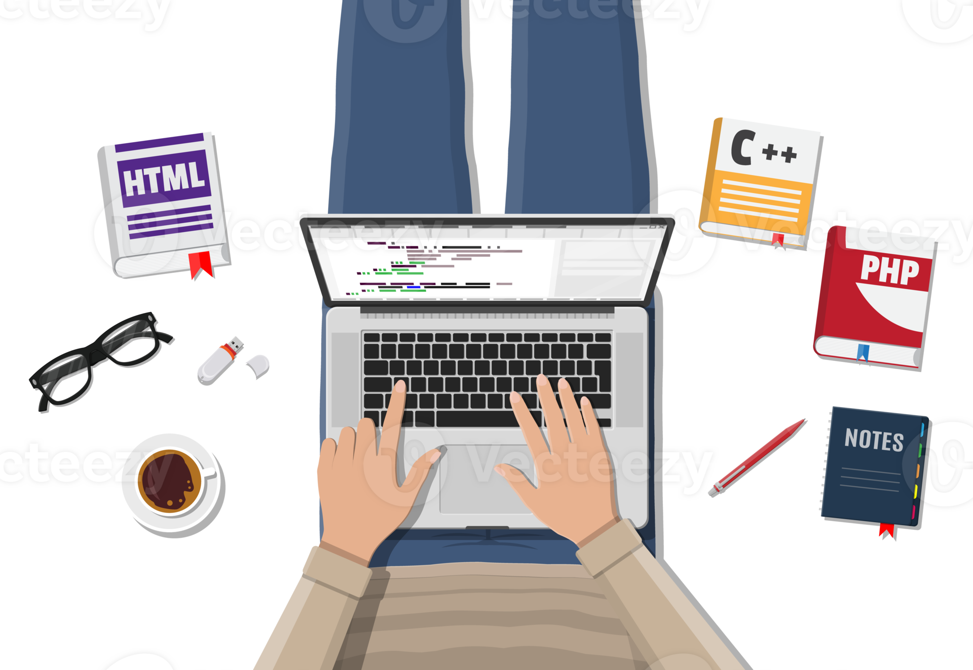 Desktop Of Freelance Programmer Or Coder 35776461 Png