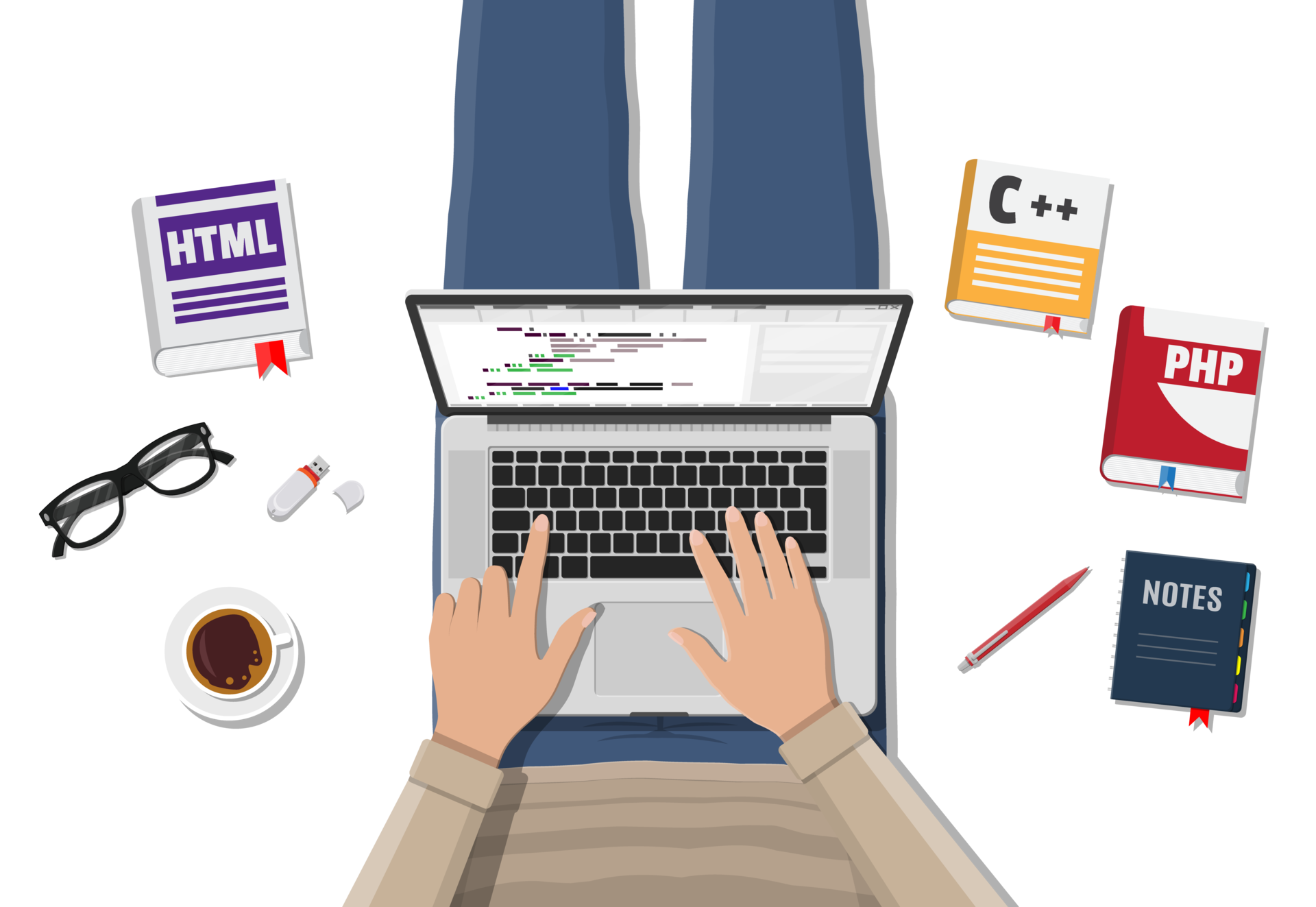 Desktop Of Freelance Programmer Or Coder 35776461 Png