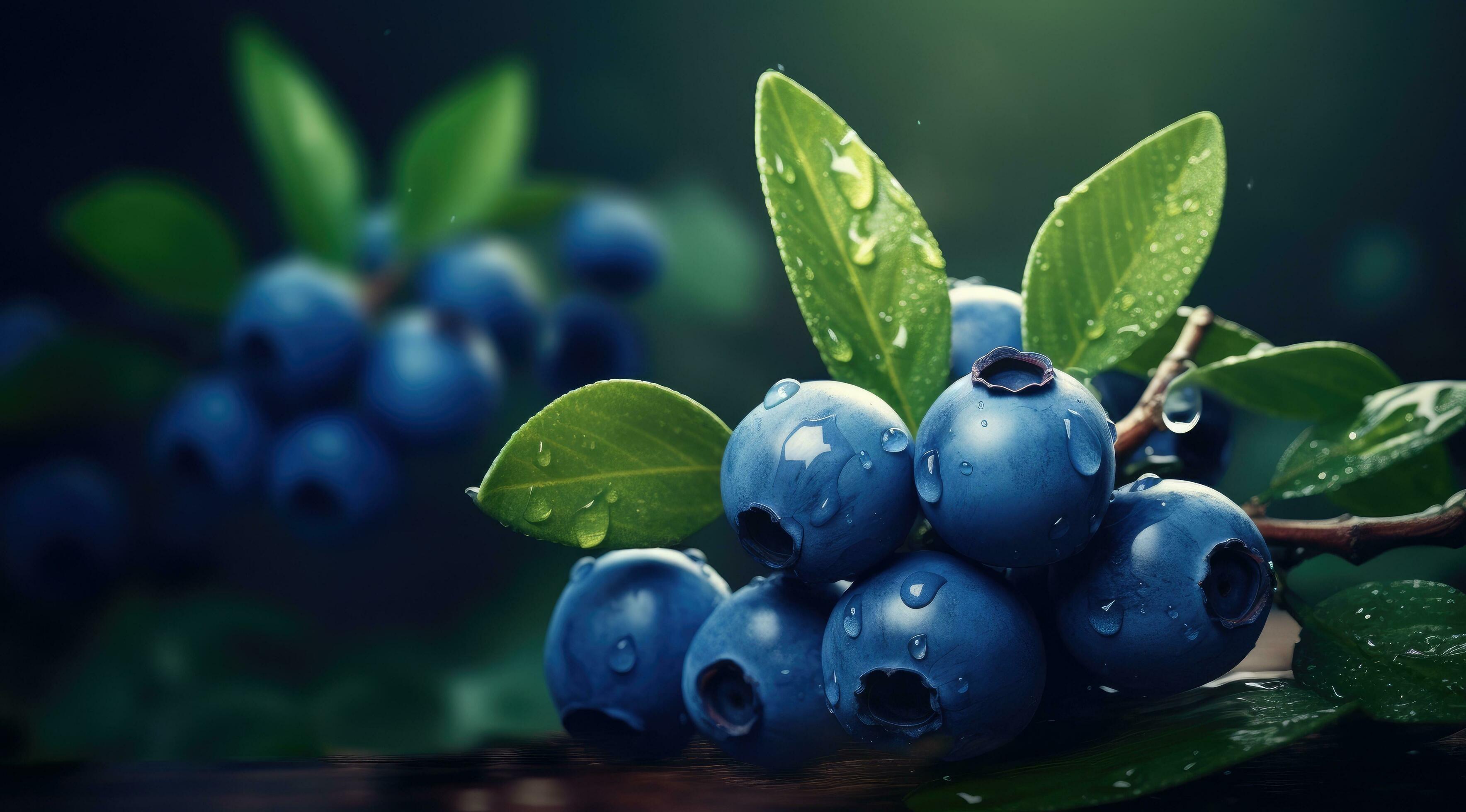 AI generated blueberries wallpaper, on dark background 35778151 Stock ...