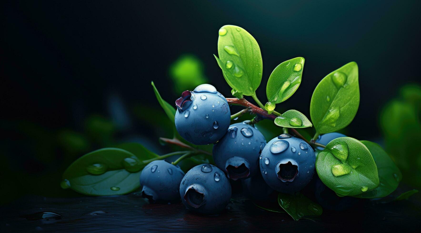 AI generated blueberries wallpaper, on dark background 35778239 Stock ...