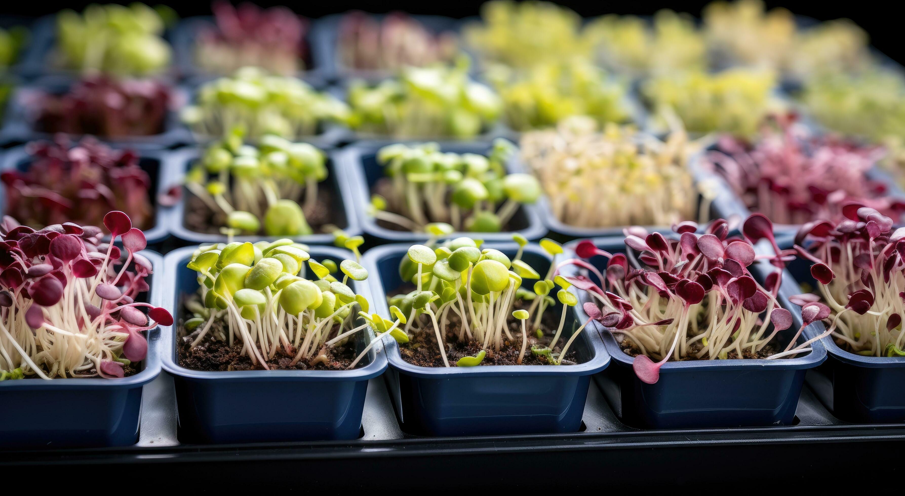 AI generated a selection of sprouts in trays in the window, 35778279 Stock Photo at Vecteezy