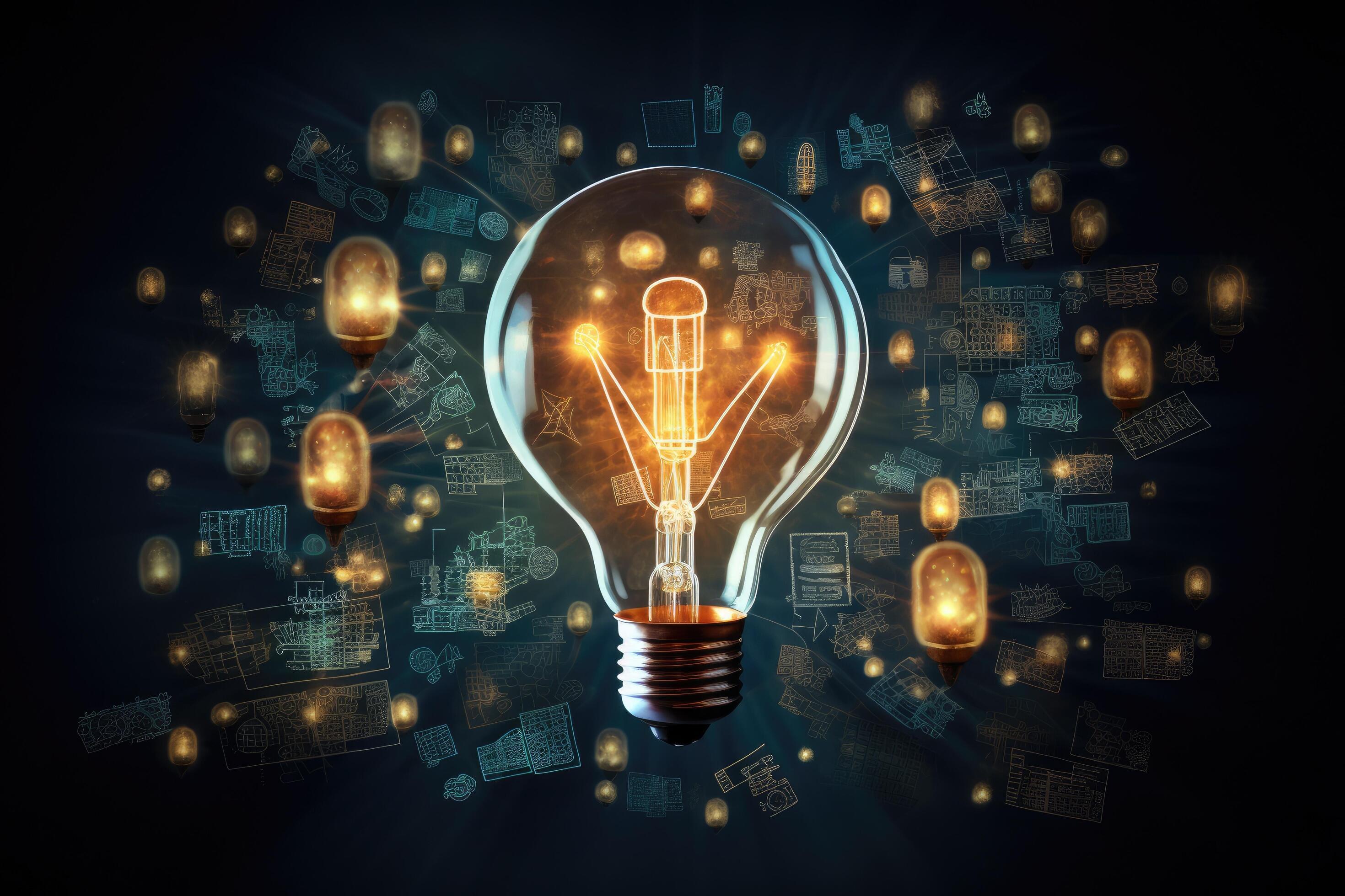 AI generated Glowing lightbulb with plant inside, 3D rendering ...