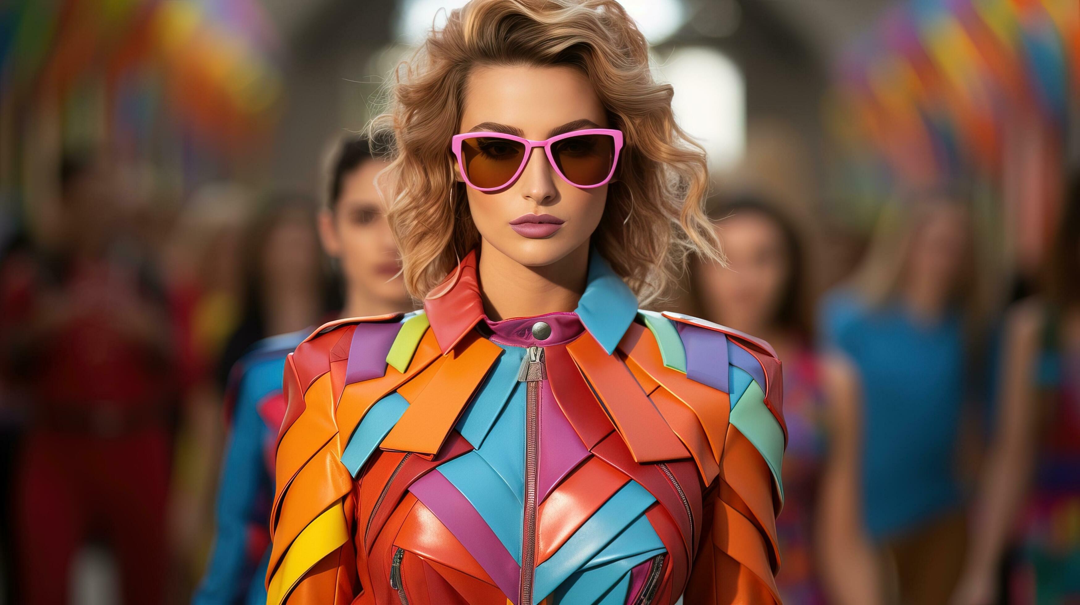 AI generated A modern, sustainable fashion show featuring models ...