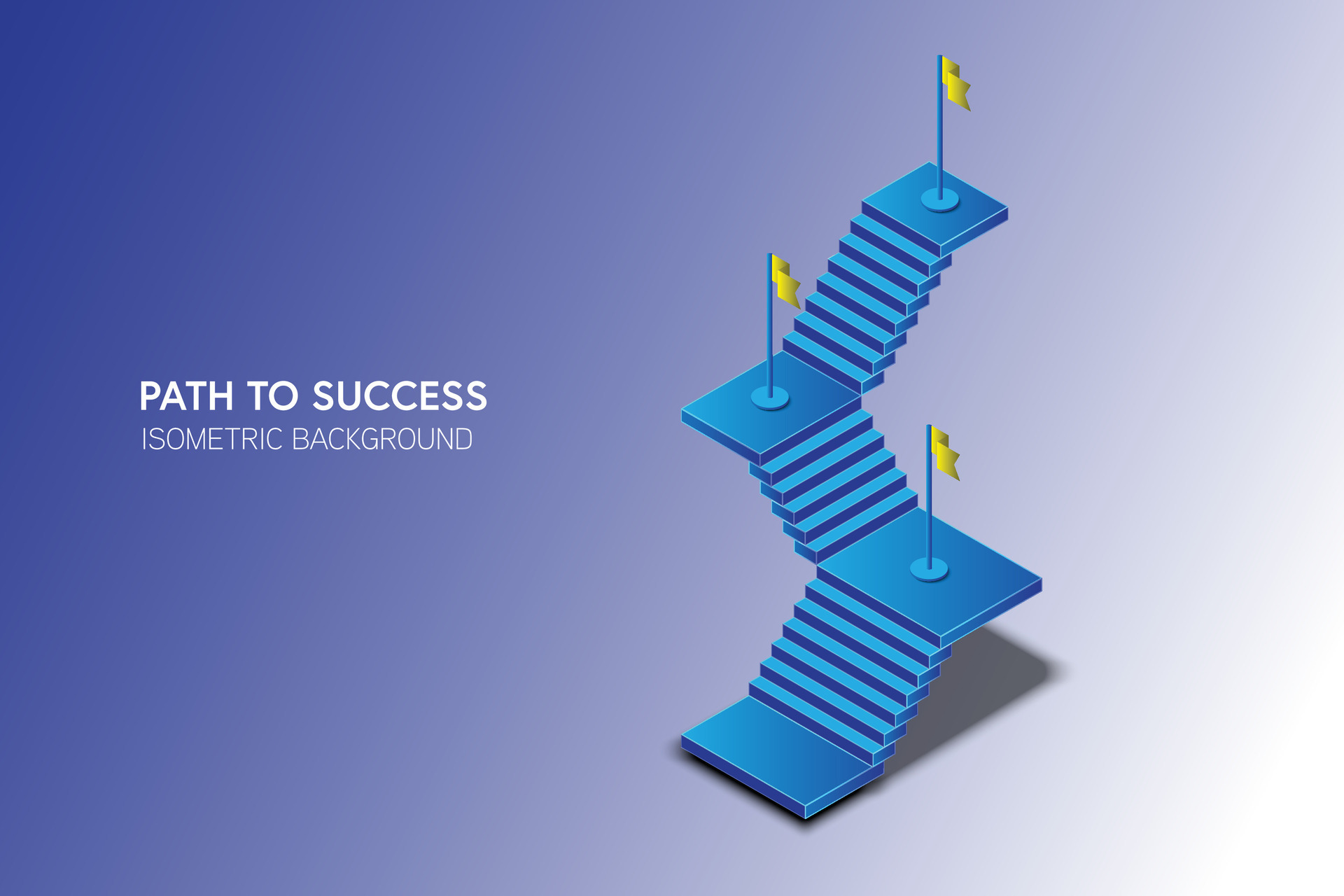 The concept of the path to success on a blue background. Staircase up ...