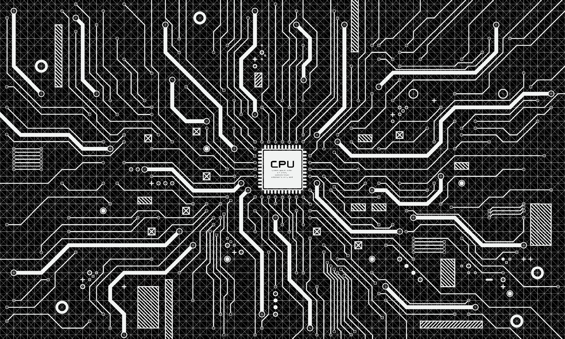 Abstract Technology Circuit Board Background Futuristic Chip Processor Code On Black Technology