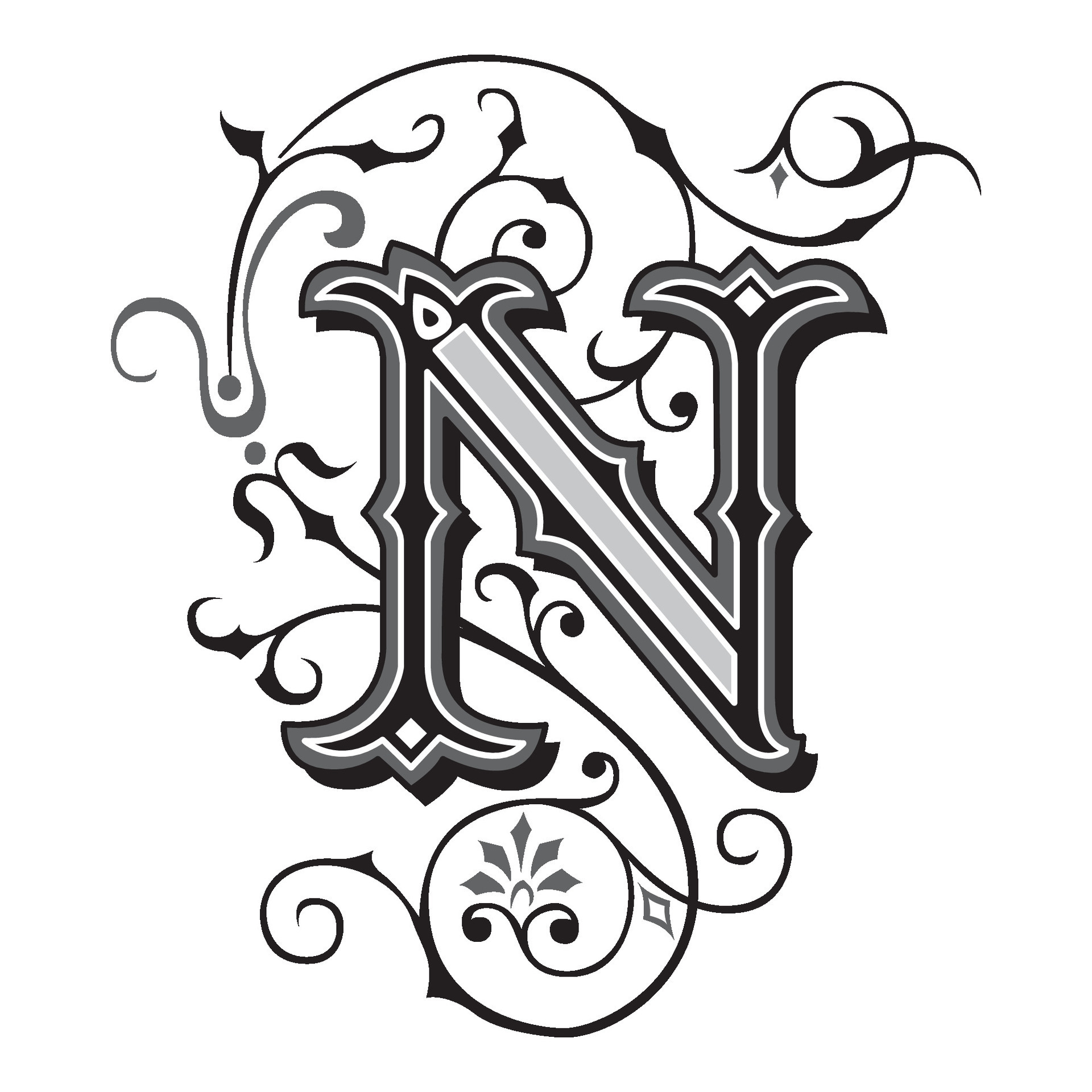 Art Tuscani Initial Caps Font Capital Letter N vector design 35785999 Vector Art at Vecteezy