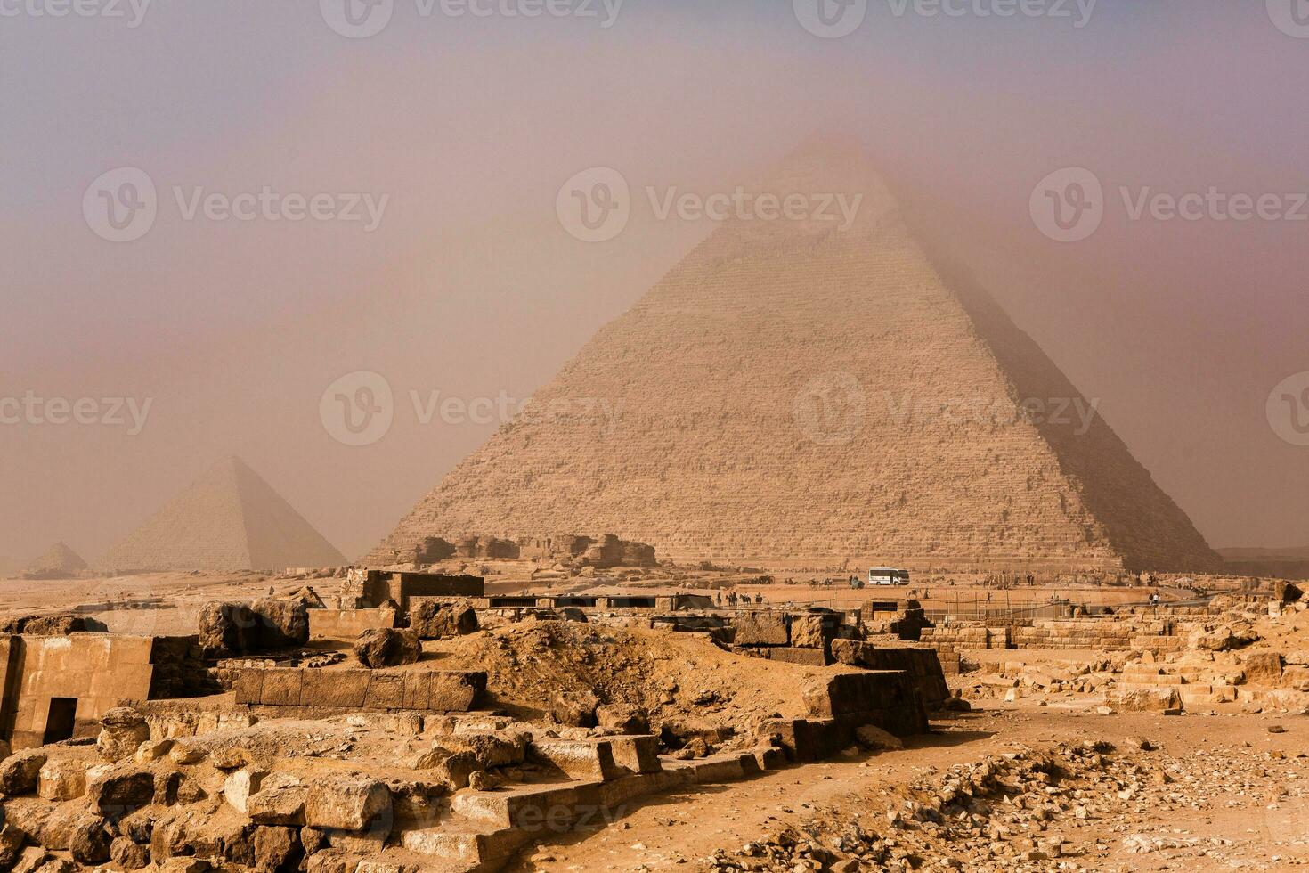 Famous Egyptian Pyramids of Giza. Landscape in Egypt. Pyramid in desert ...