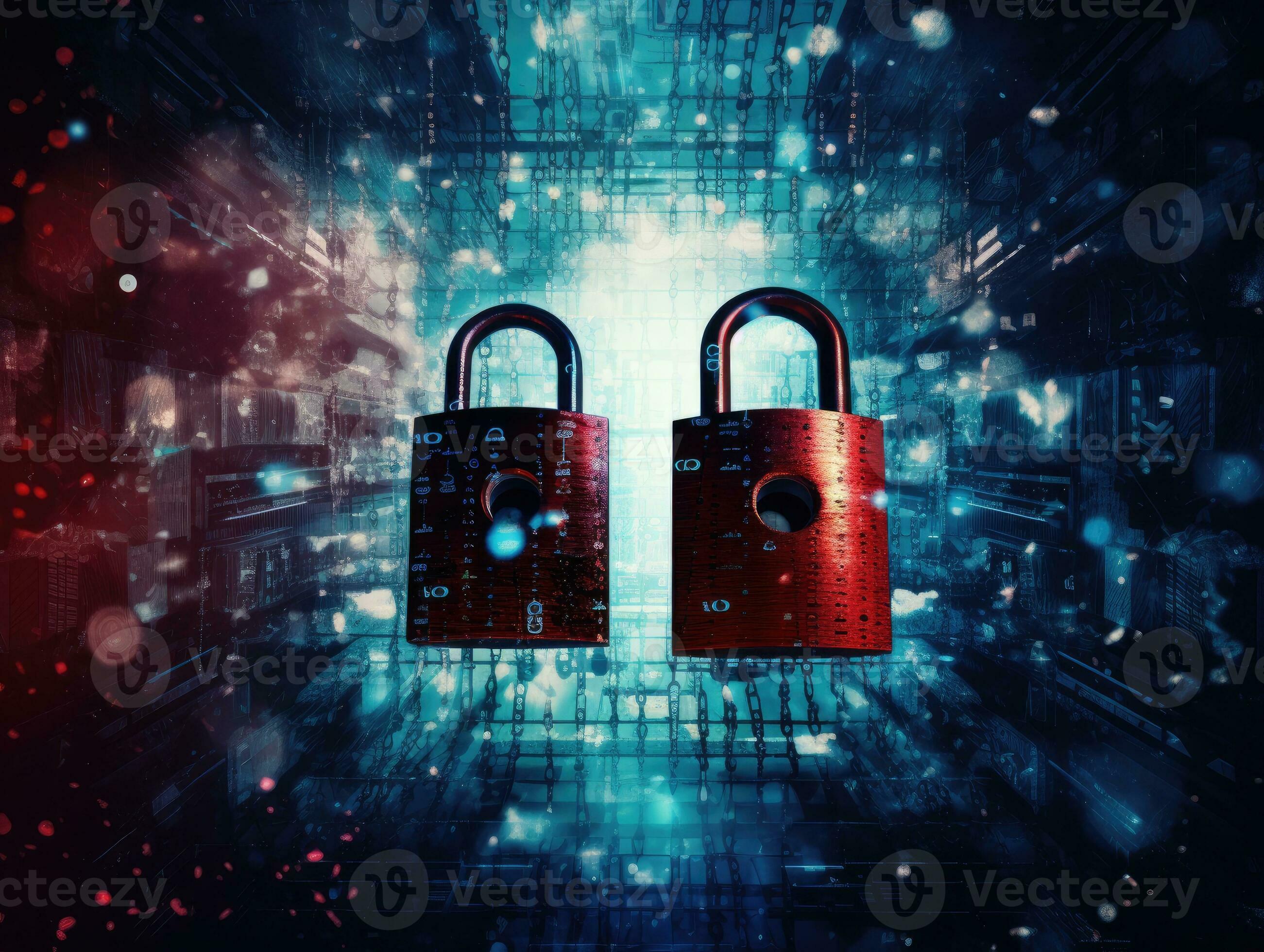Ai Generated Padlocks In Front Of Digital Codes Cybersecurity Locks Keys 35789628 Stock