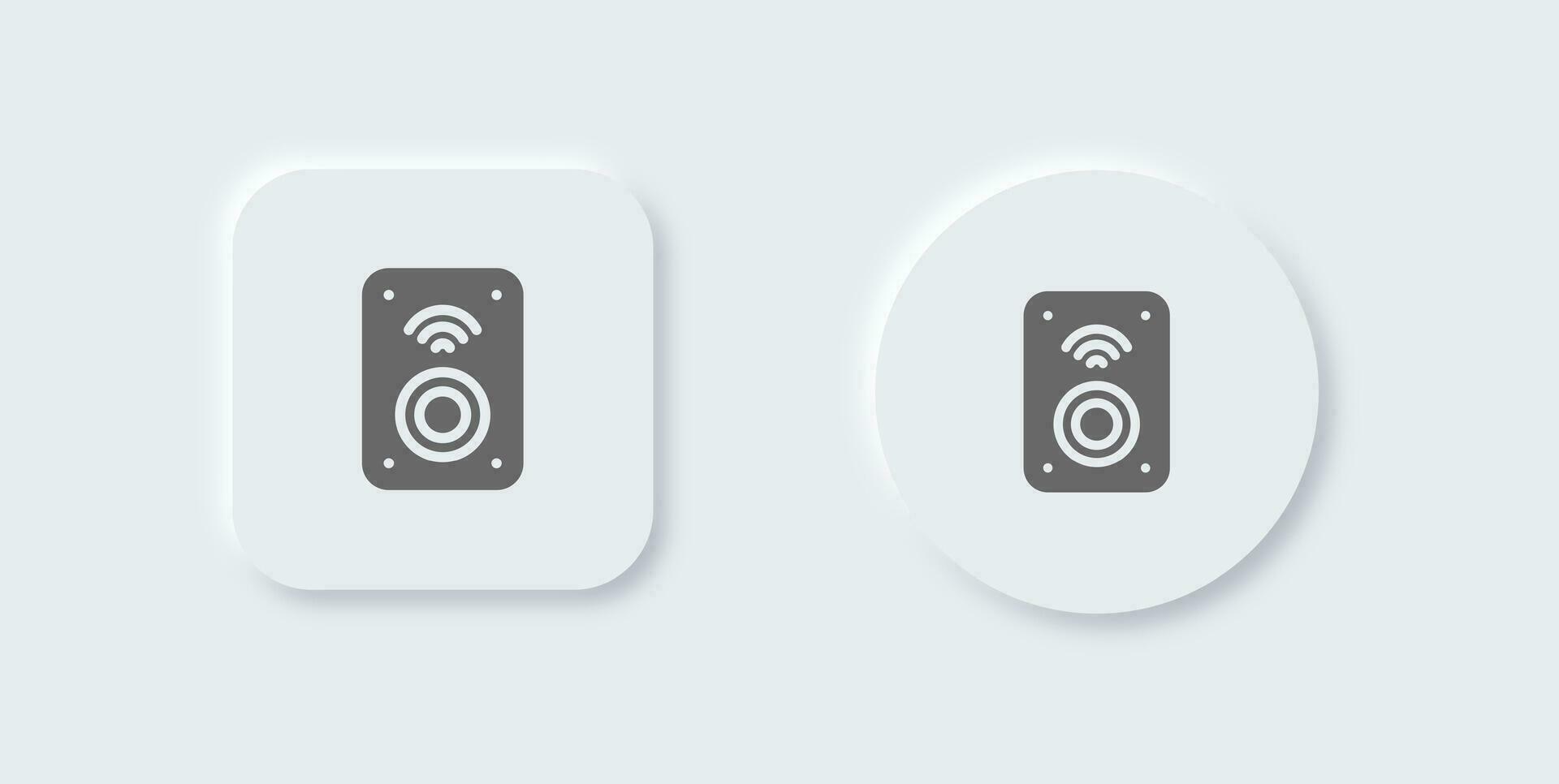 Wireless Speaker Solid Icon In Neomorphic Design Style Audio Signs