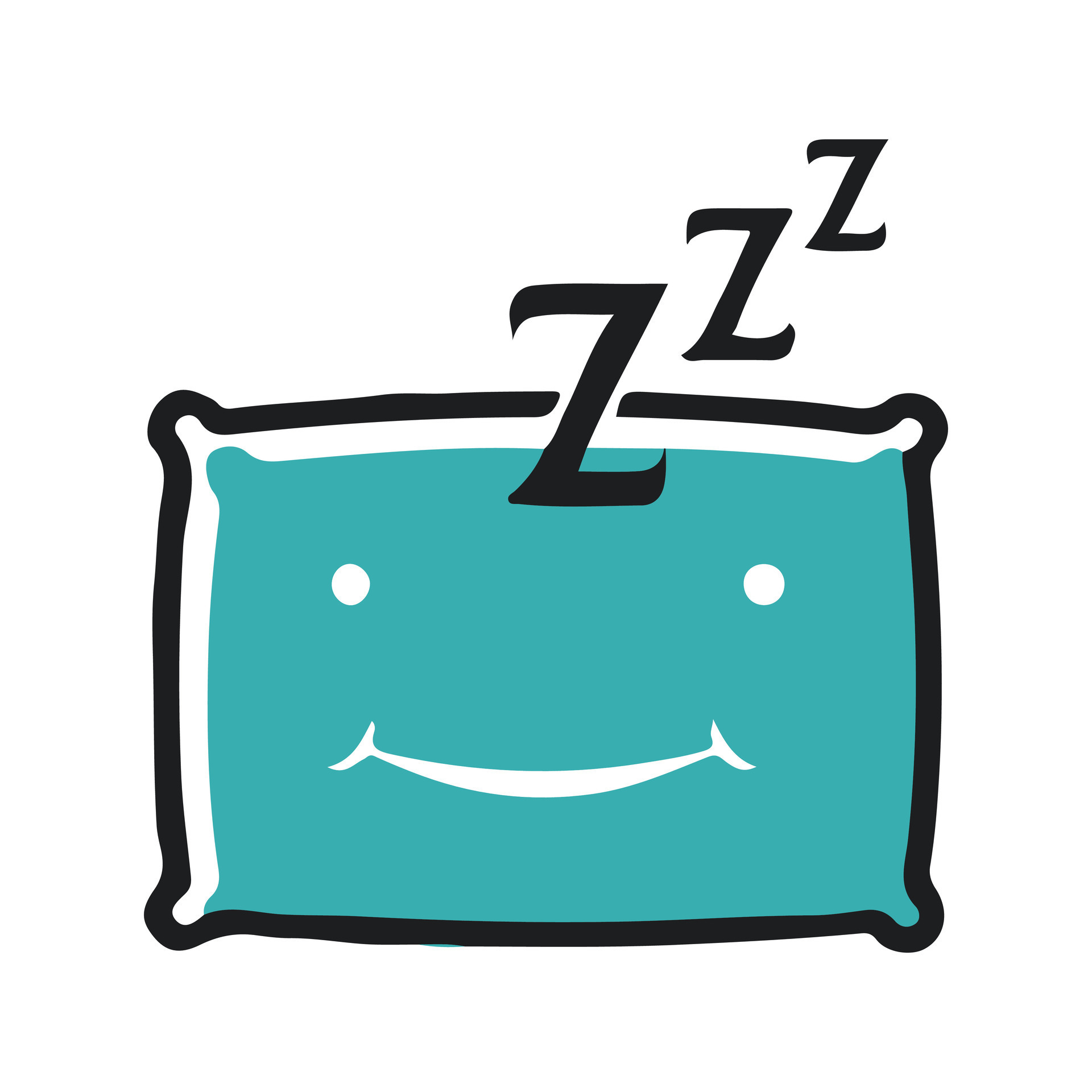 Sleep - modern vector single-line icon. bed on a pillow with some ... Sleep - modern vector single-line icon. bed on a pillow with some ...