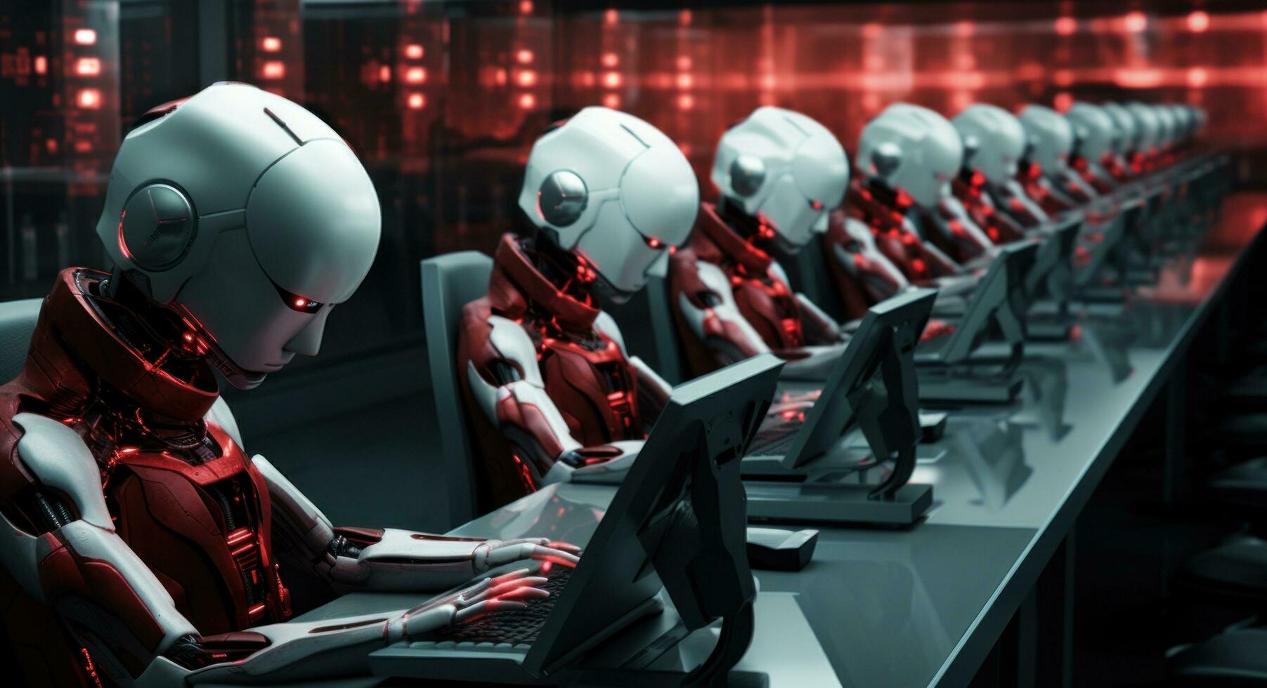AI generated some robots are sitting at the computer and are waiting ...