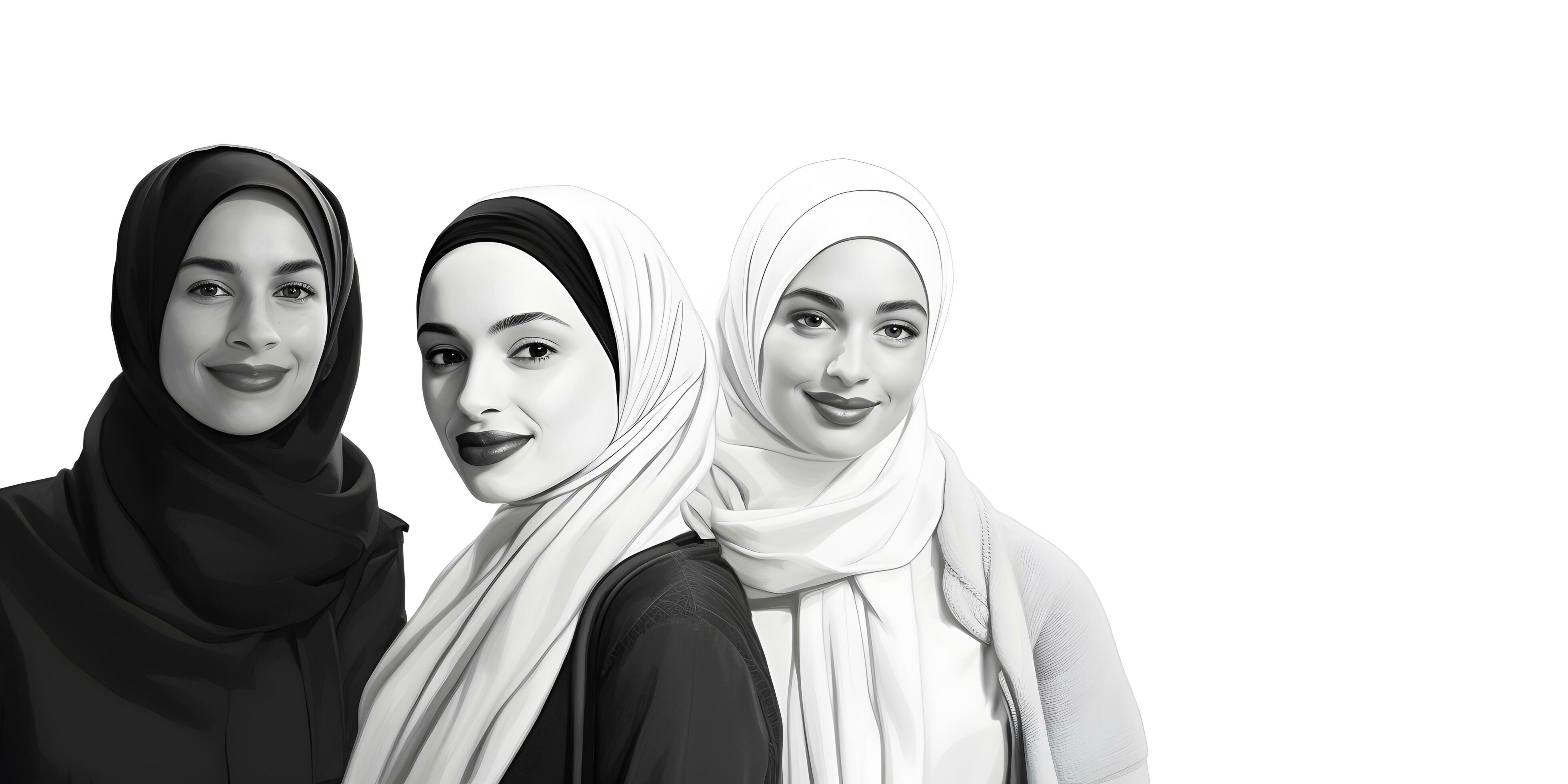 AI generated Portrait of three beautiful muslim women with hijab ...
