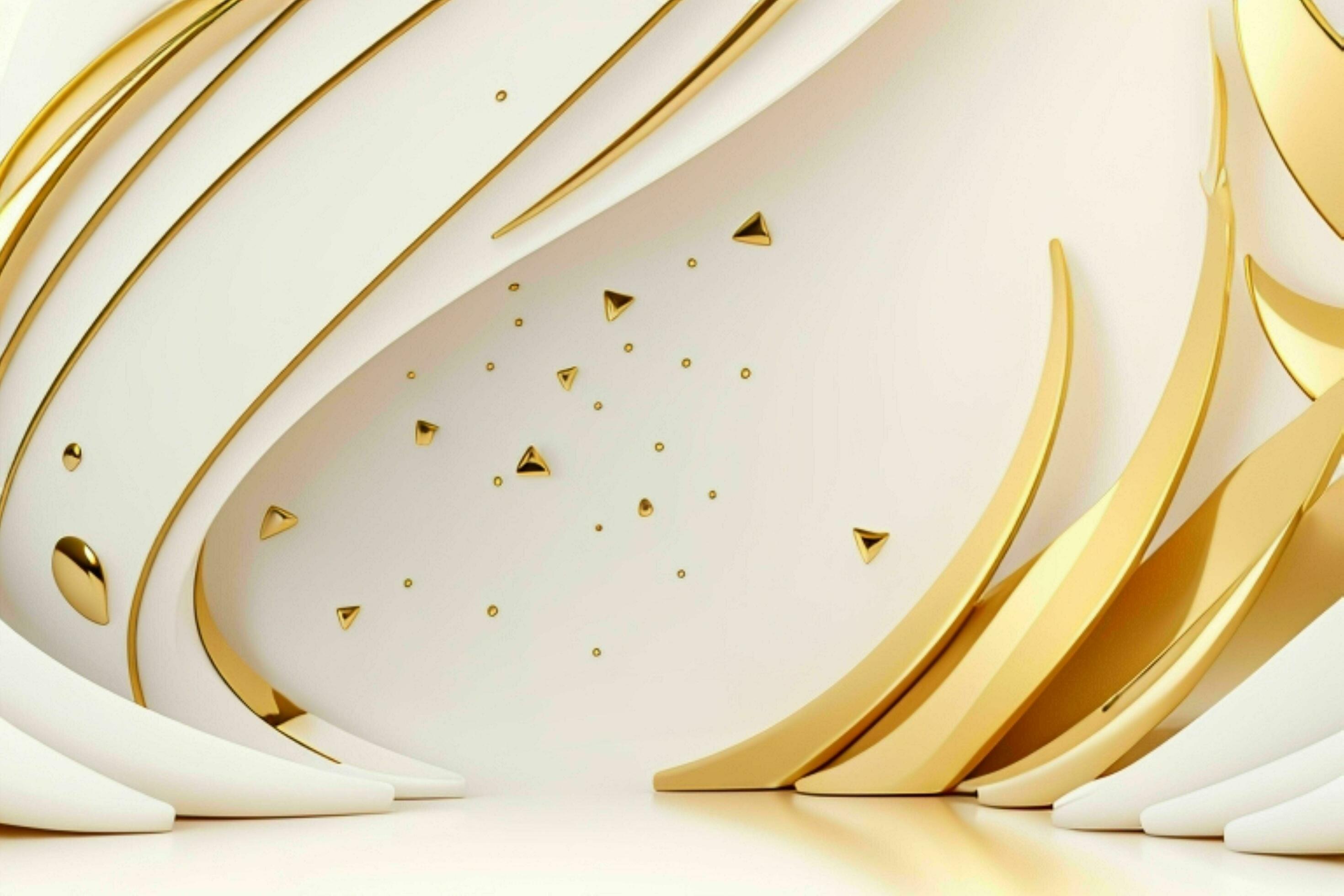 AI generated 3d rendering luxury white and golden abstract background ...