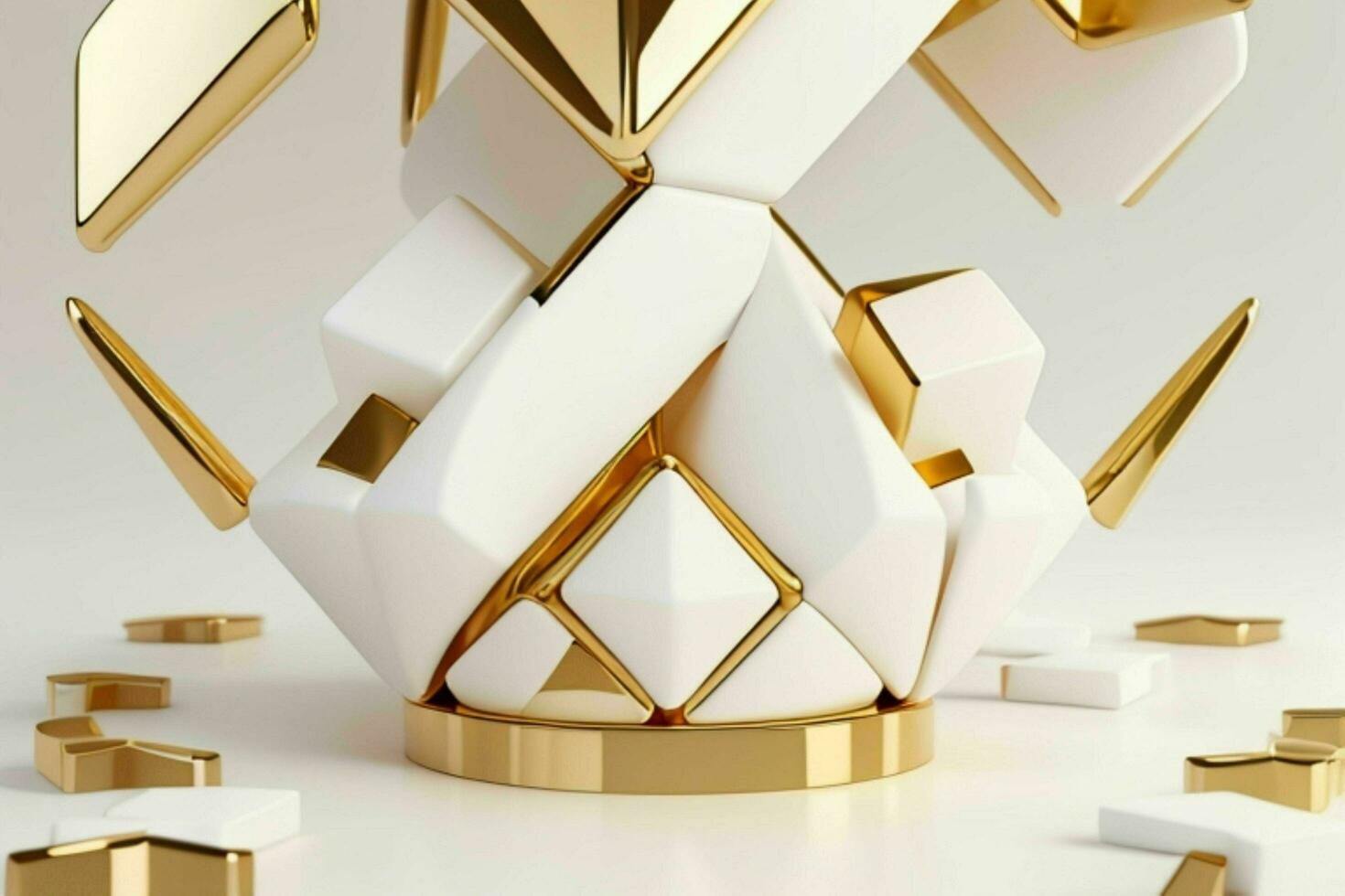 AI generated 3d rendering luxury white and golden abstract background ...