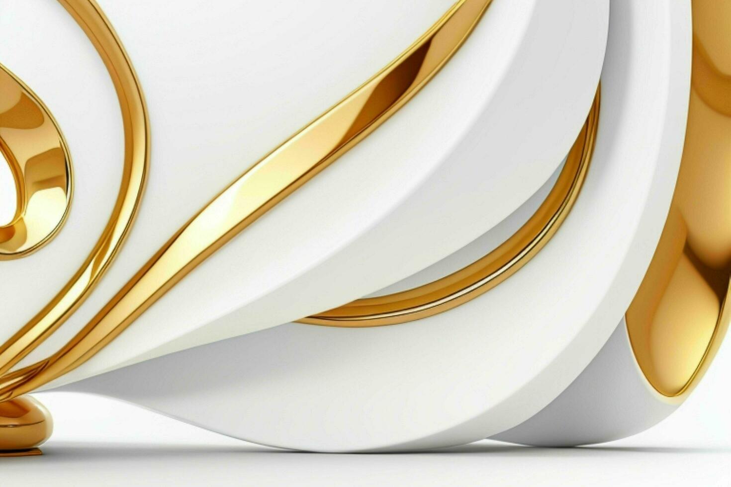 AI generated 3d rendering luxury white and golden abstract background ...