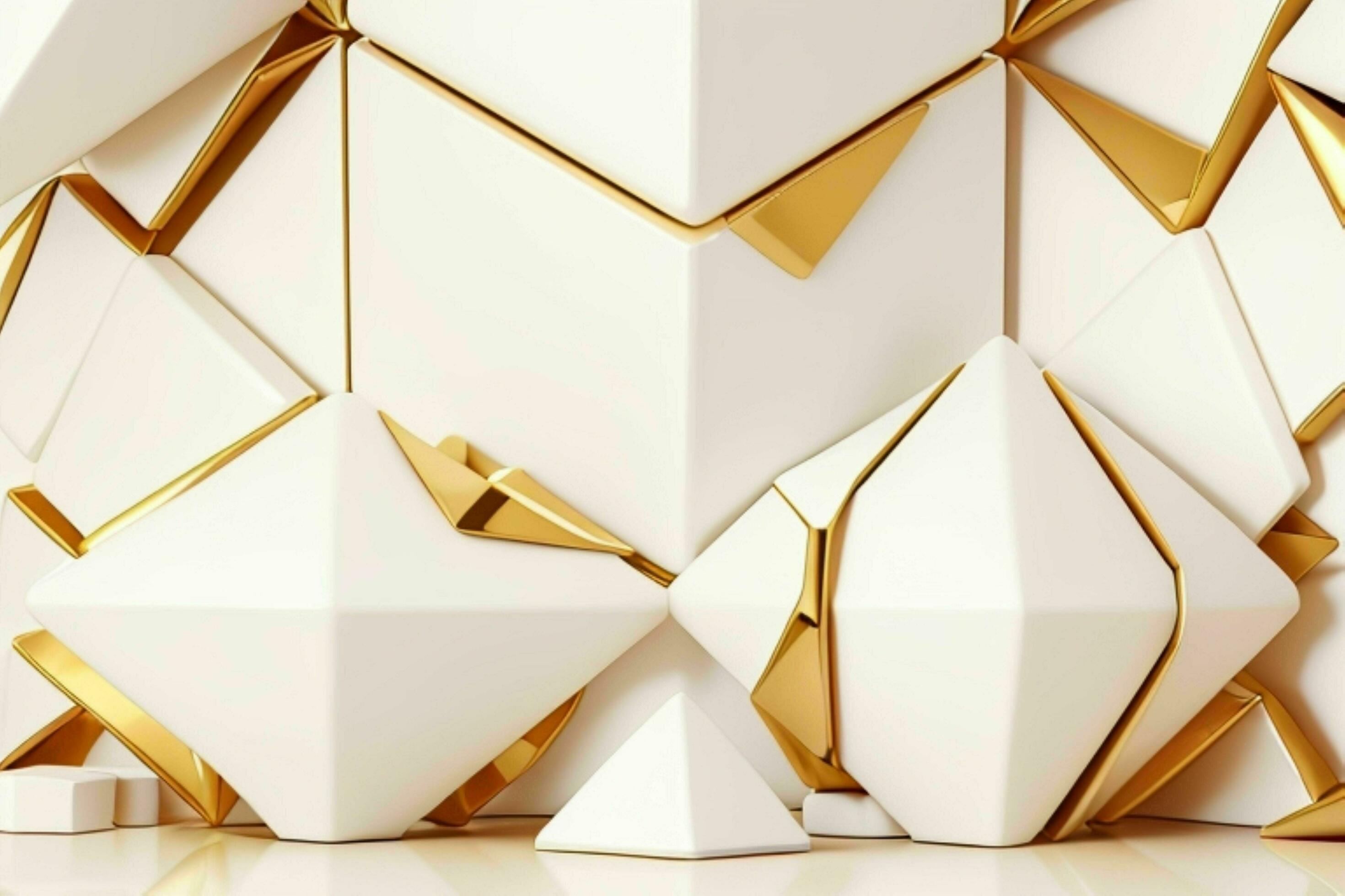 AI generated 3d rendering luxury white and golden abstract background ...