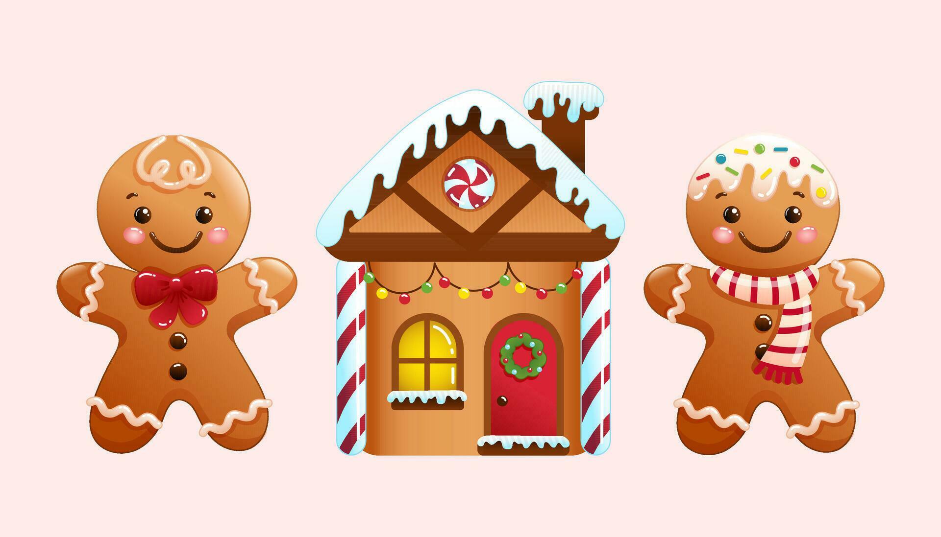 Set of cute hand drawn Christmas vector illustrations of cartoon ...