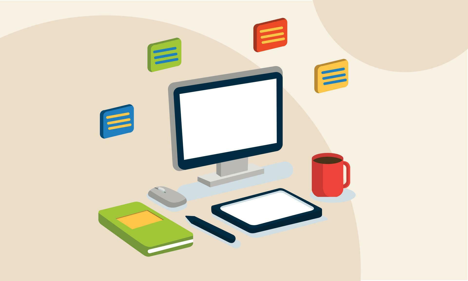 Flat computer background with engineering concept 35806535 Vector Art ...