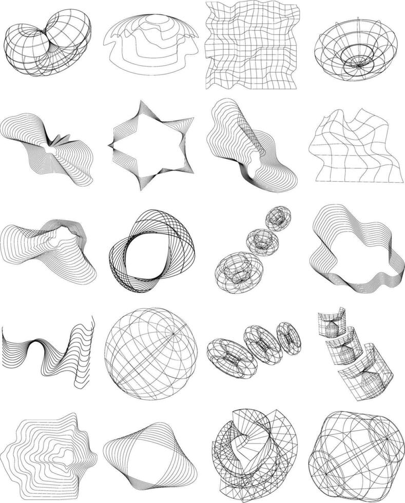 Black Wireframe Elements Set 35806861 Vector Art at Vecteezy