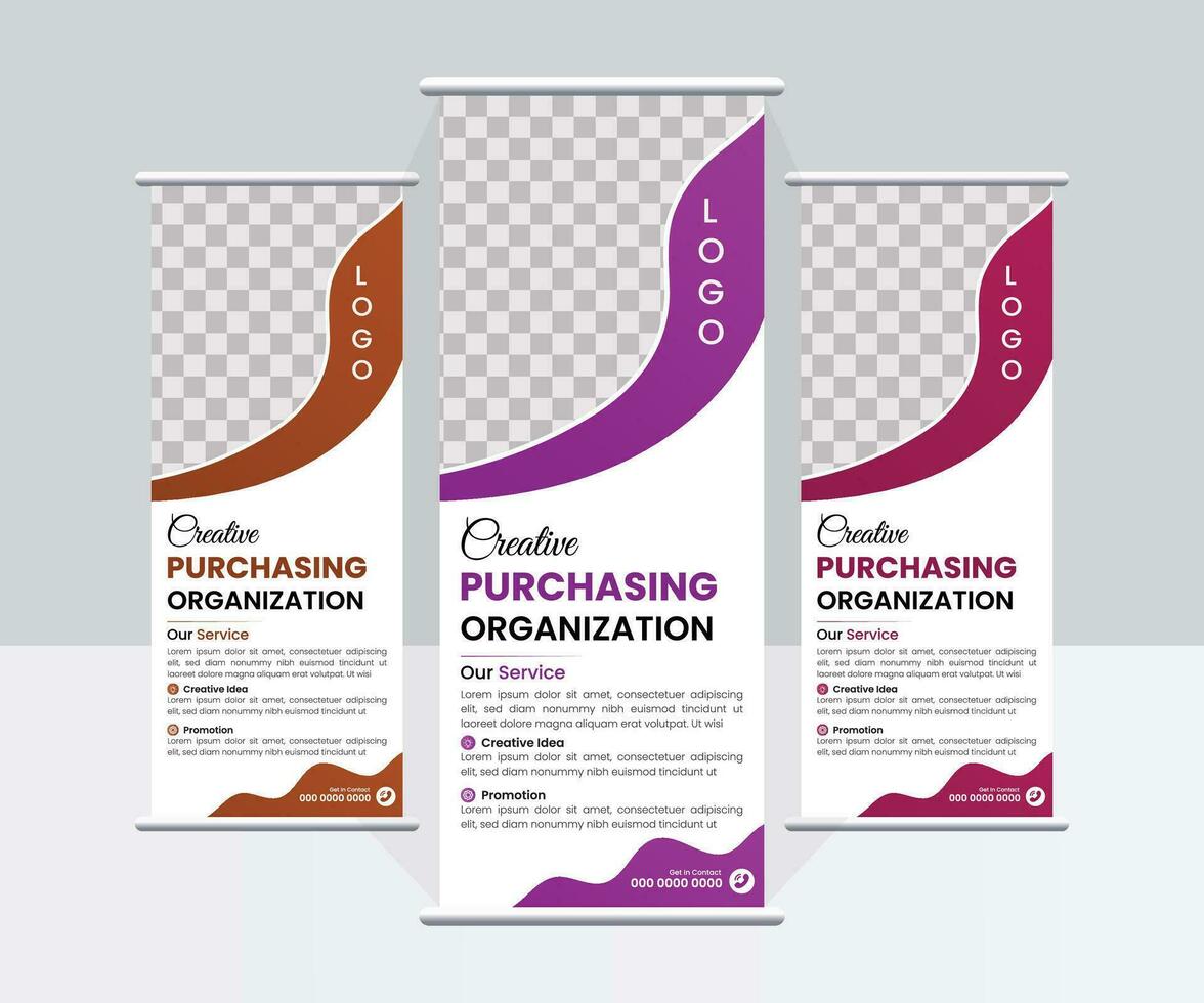 Roll up banner stand template design . Modern exhibition advertising trend business roll up ...