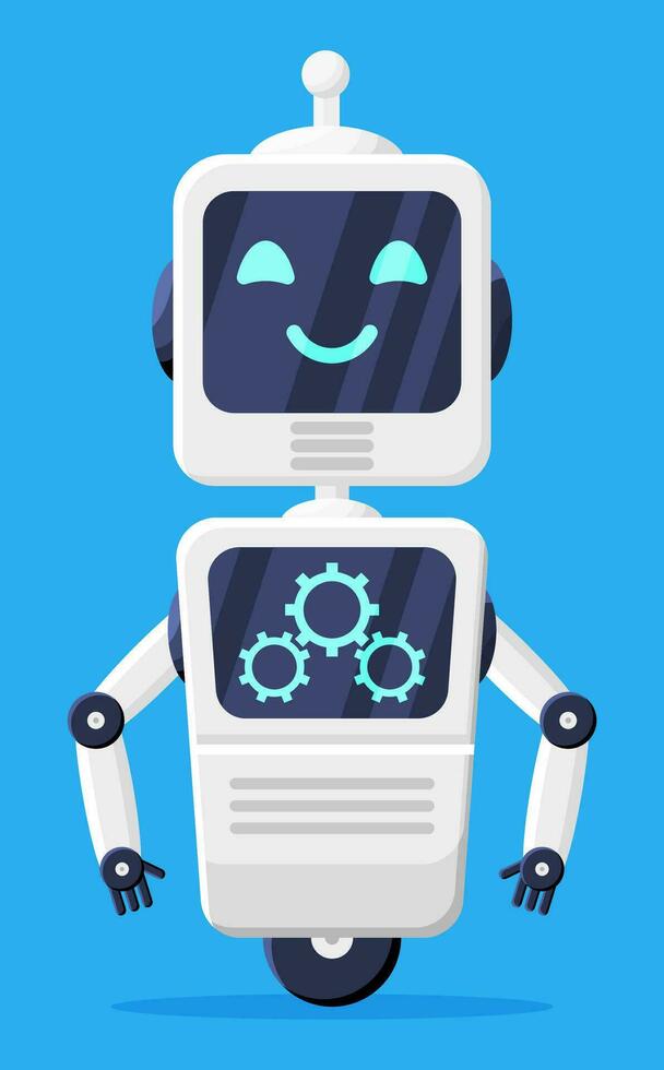 Happy Smiling Robot with Isolated. Chat Bot with Gears. Chatbot Robot ... Happy Smiling Robot with Isolated. Chat Bot with Gears. Chatbot Robot ...