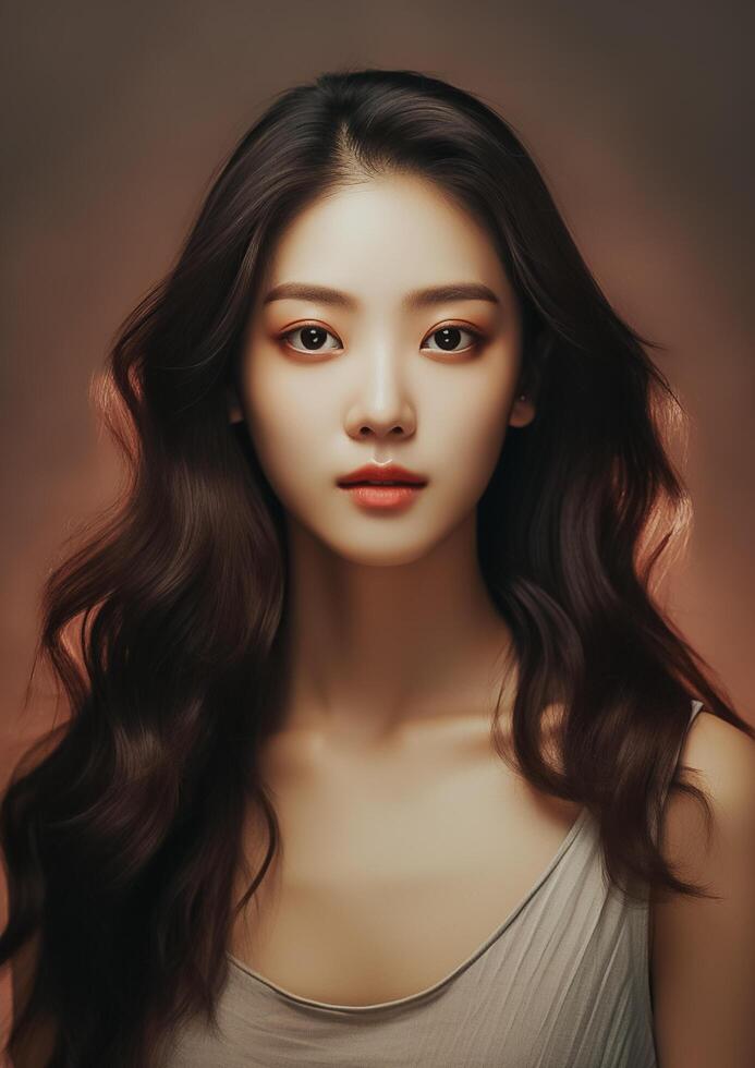 AI generated photo beautiful model girl with perfect fresh clean skin ...