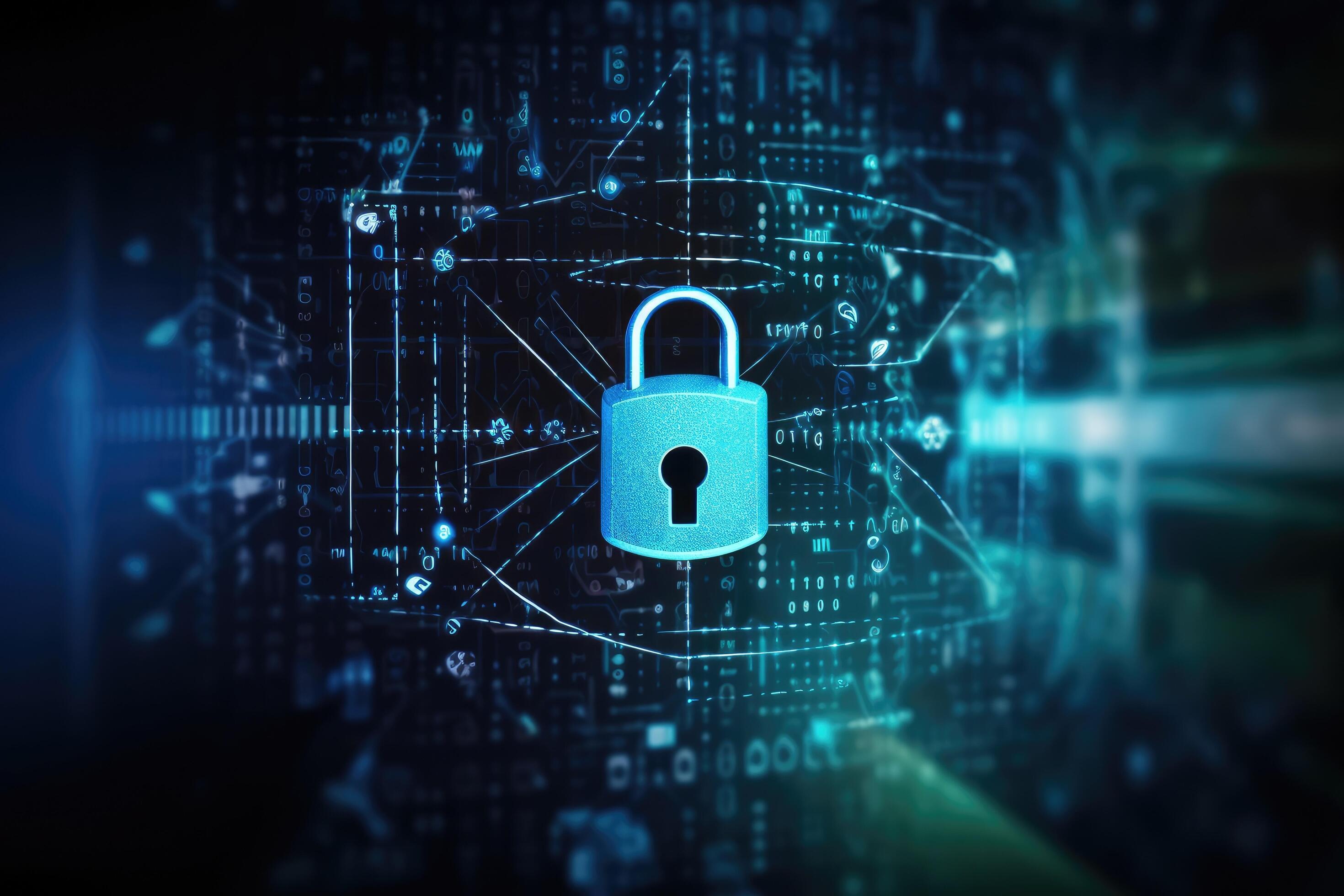 AI generated Cyber security and data protection concept. 3d rendering ...