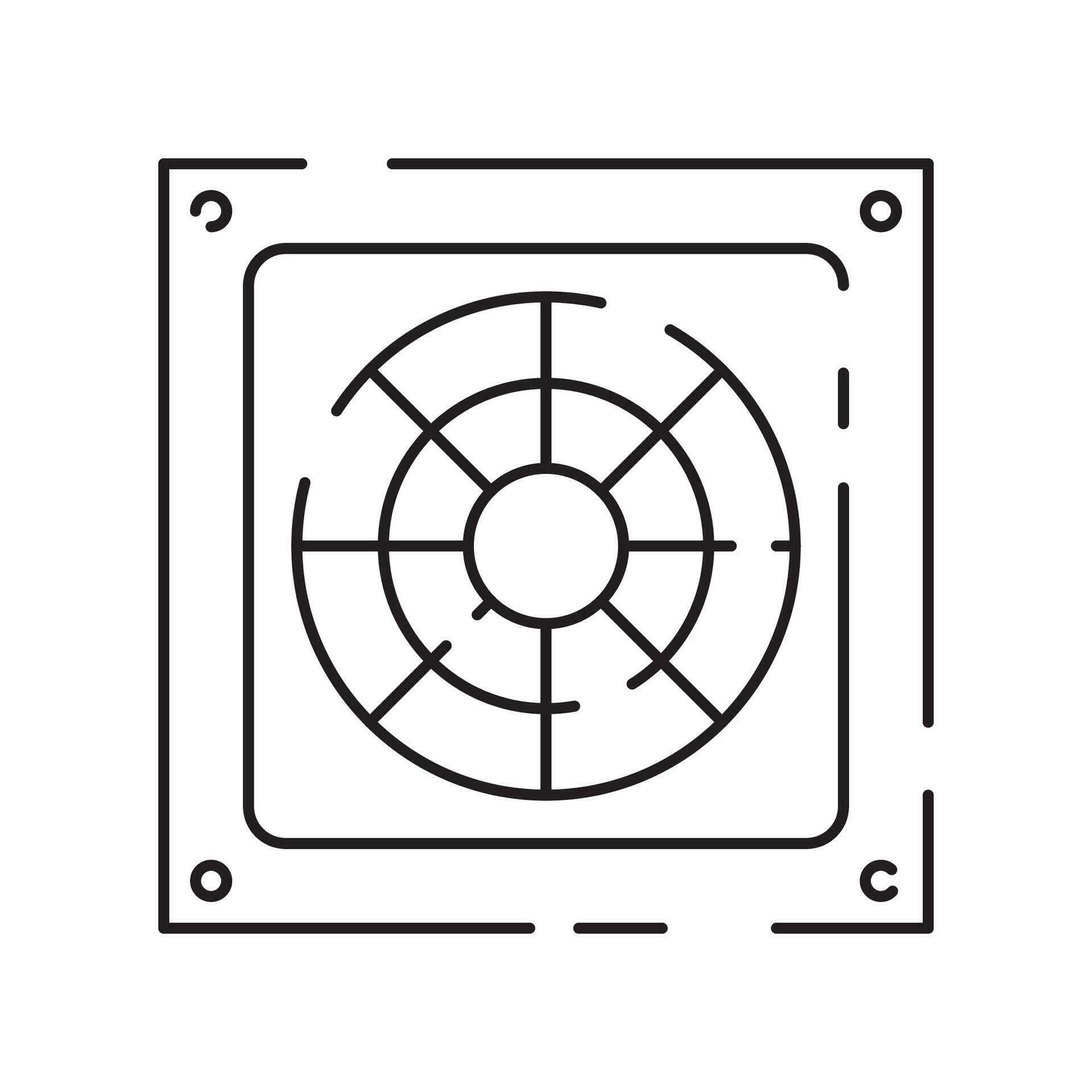 Computer Hardware Line Icon Graphic Card Or Processor And Ram Gpu Or Cpu And Cooler Case With