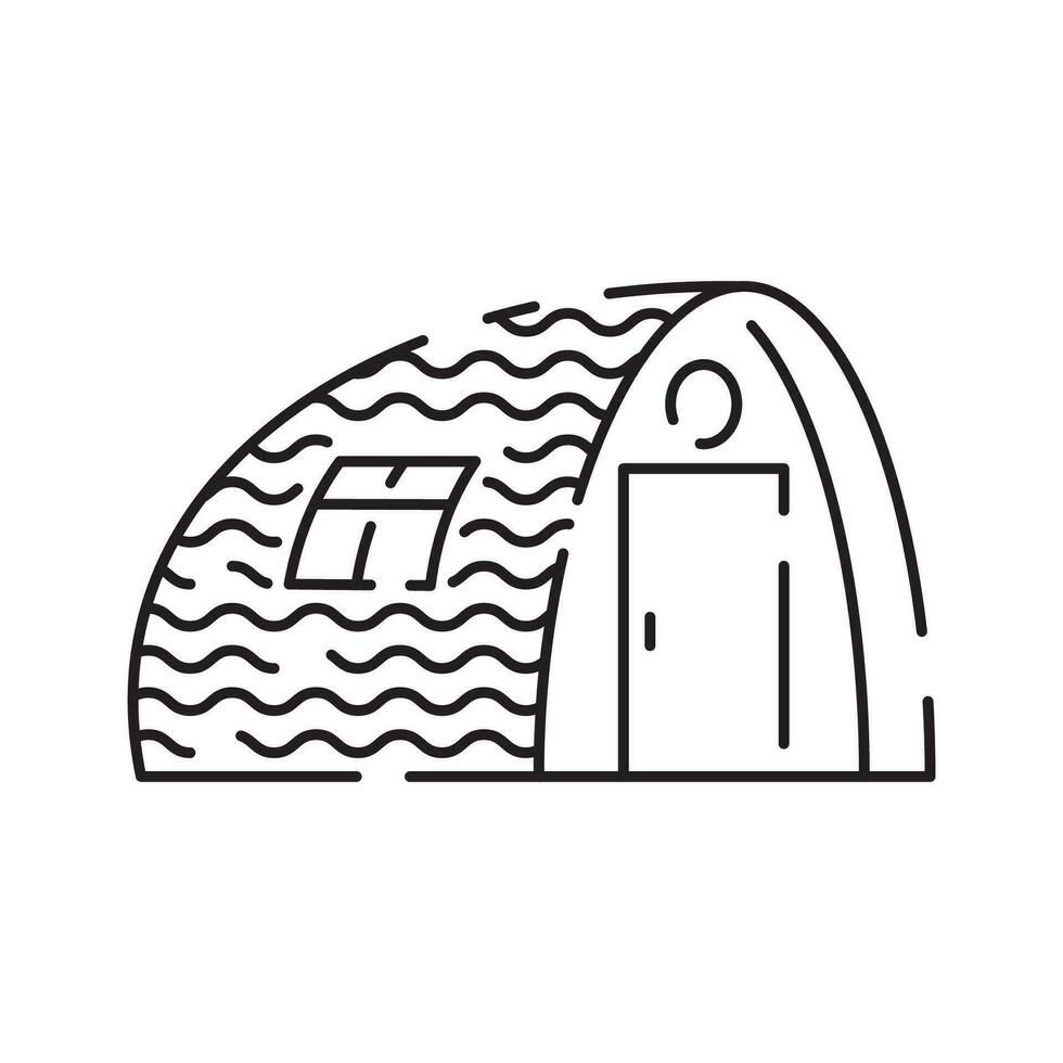 Log Cabin Vector Line Icon. Winter wooden house and camping. 35816698 ...