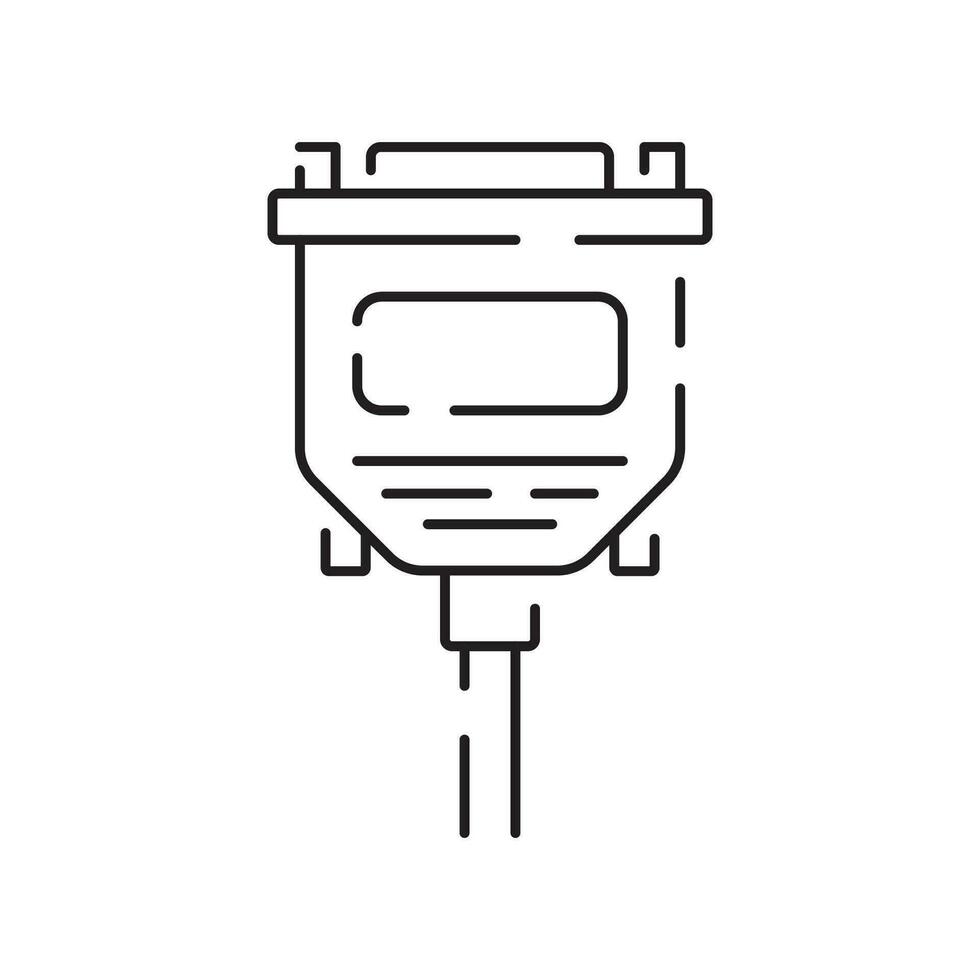 Computer Hardware Line Icon Graphic Card Or Processor And Ram Gpu Or