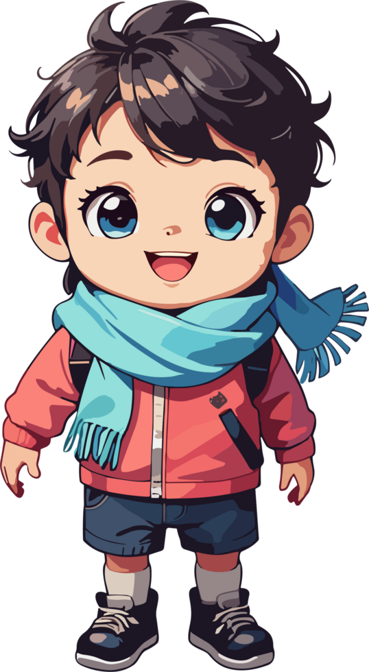 AI generated Cute Boy Character wear Scarf and Sweater 35816712 PNG