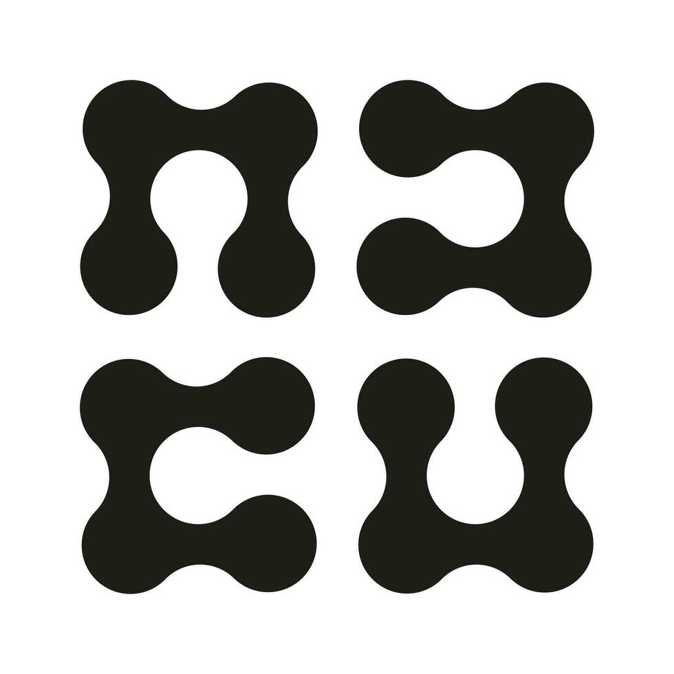 Connected dots logotype. Circles graphic pattern. Simple integration symbol. Abstract background ...