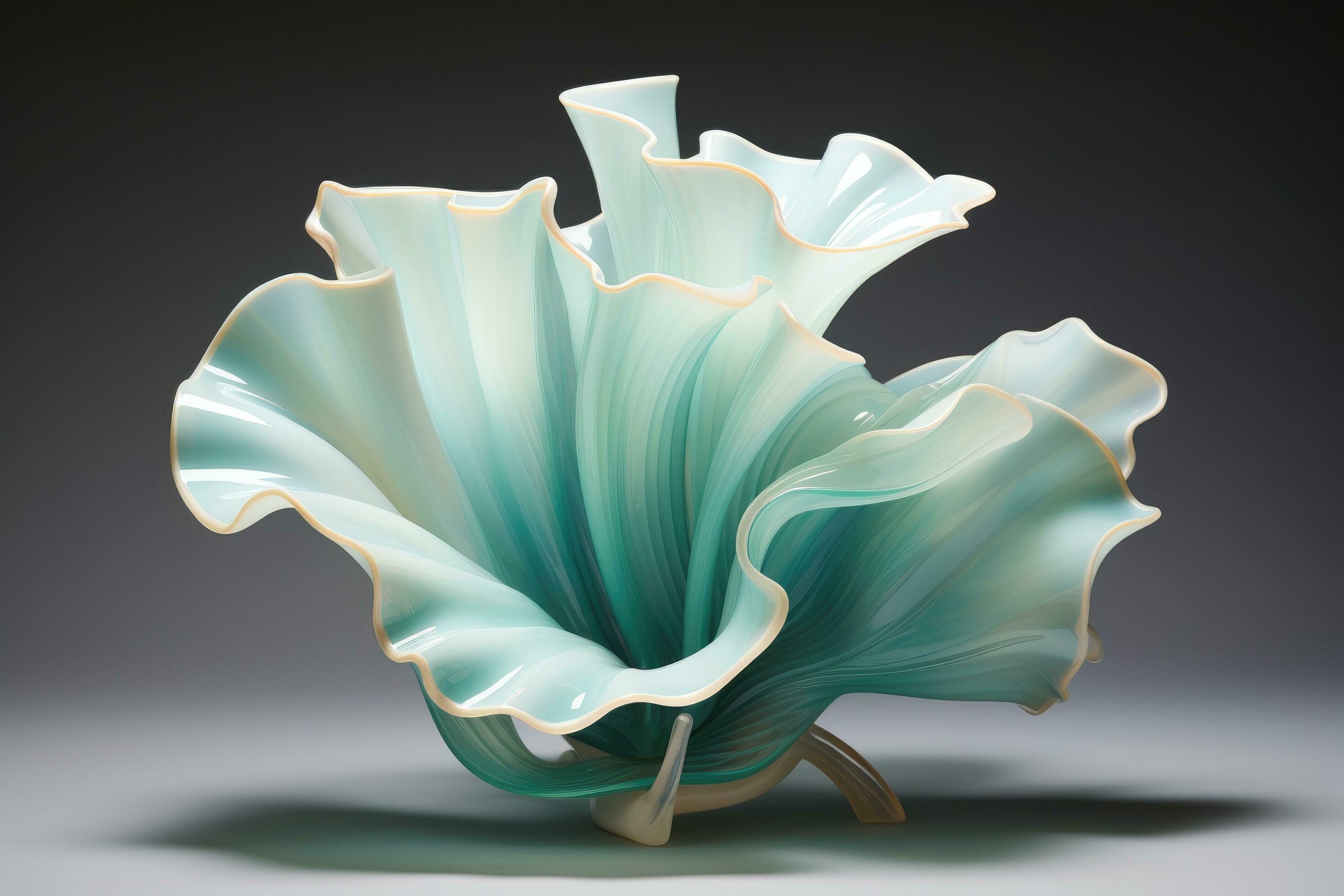 AI generated 3d rendering of blue and green ceramic vase on gray ...