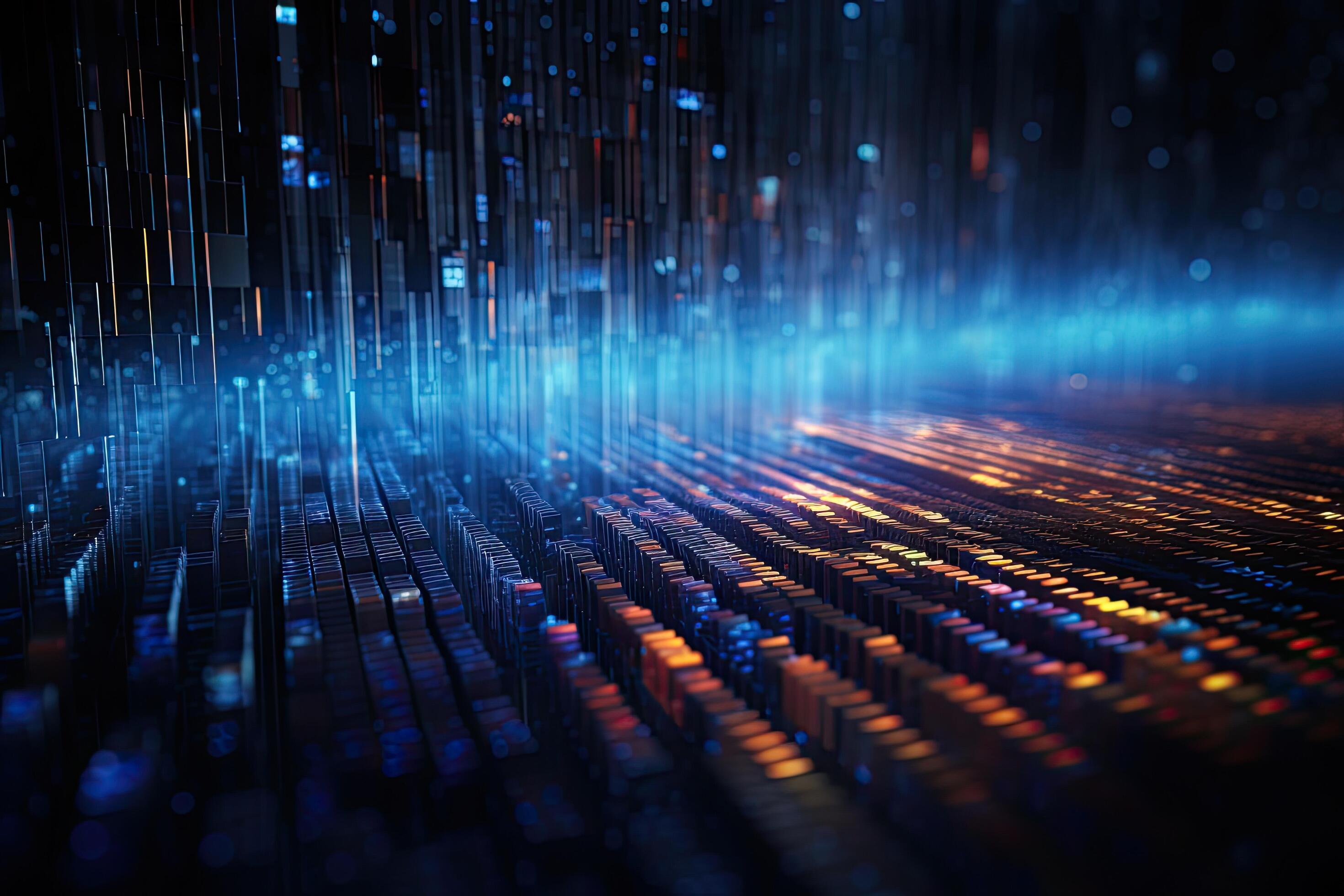 AI generated Futuristic technology background ready for presentation, 3D rendering with DOF, AI ...